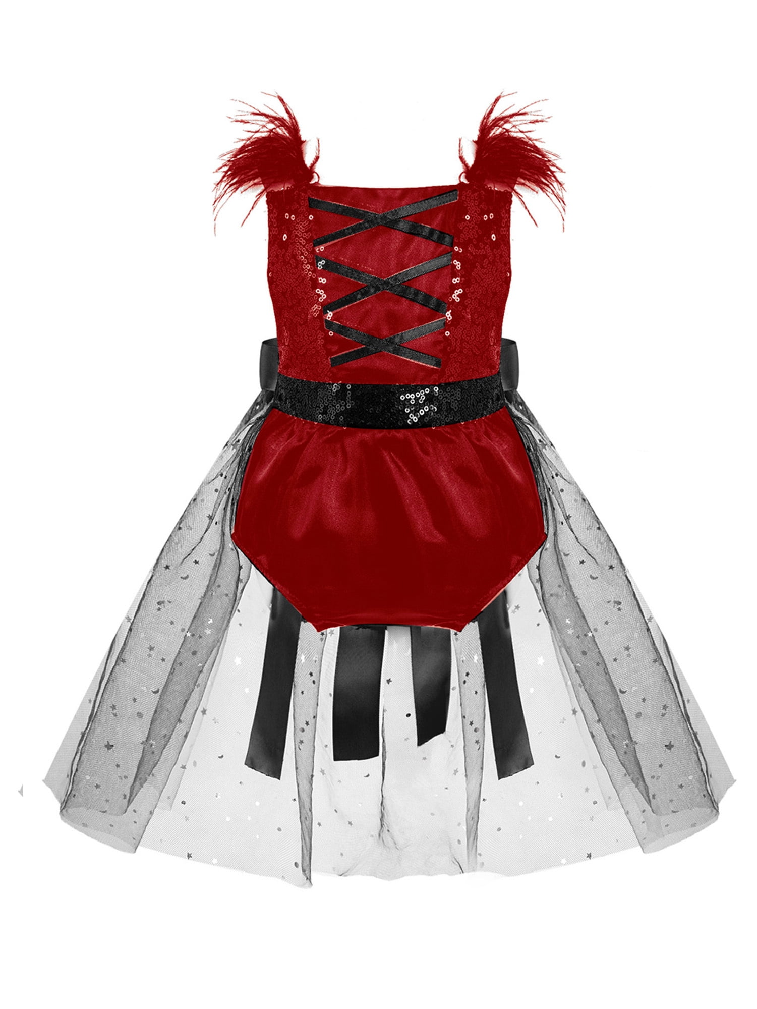 YiZYiF Baby Girls Vampire Witch Costume Toddlers Halloween Cosplay Costume Sequins Mesh Romper ...