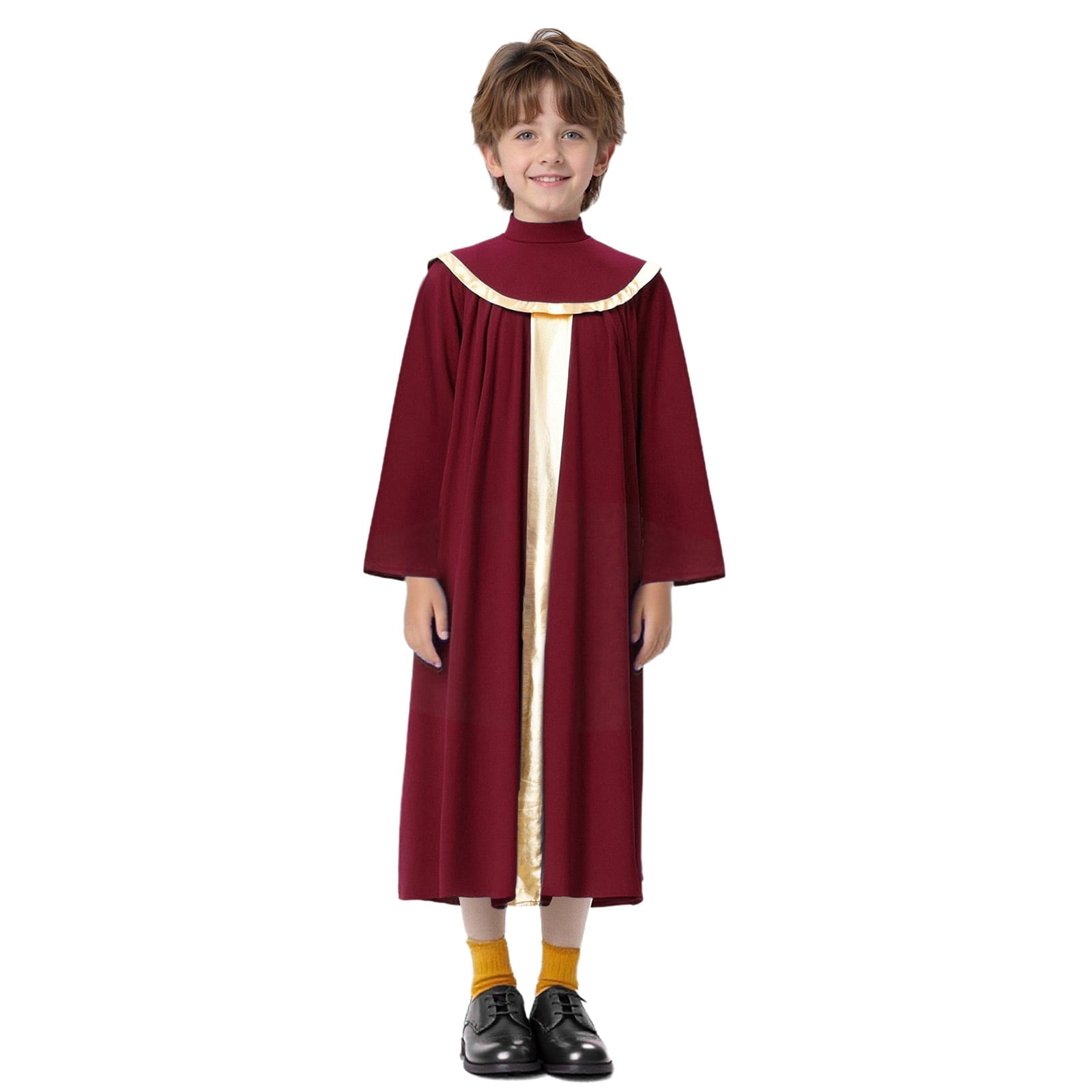 YiZYiF Boys Girls Church Choir Robe Long Sleeve Judge Uniform Baptism ...