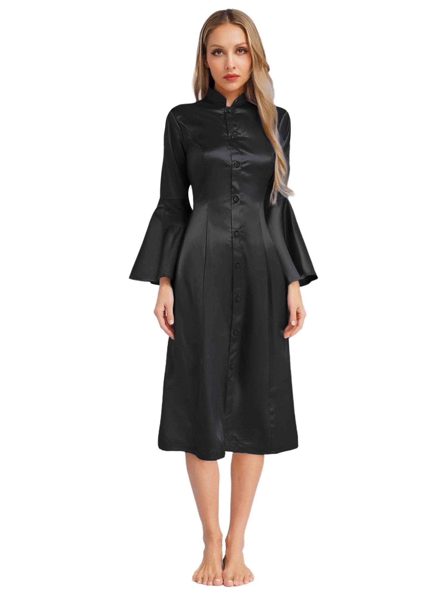YiZYiF Church Clergy Dress for Women Priest Costumes Flared Sleeve ...