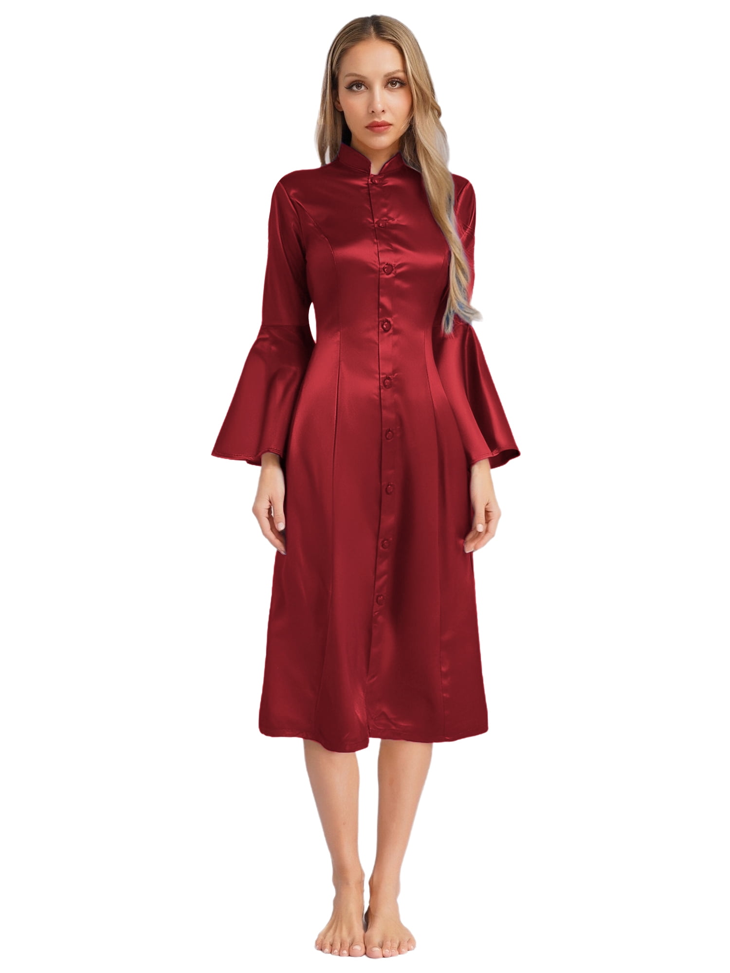 YiZYiF Church Clergy Dress for Women Priest Costumes Flared Sleeve ...