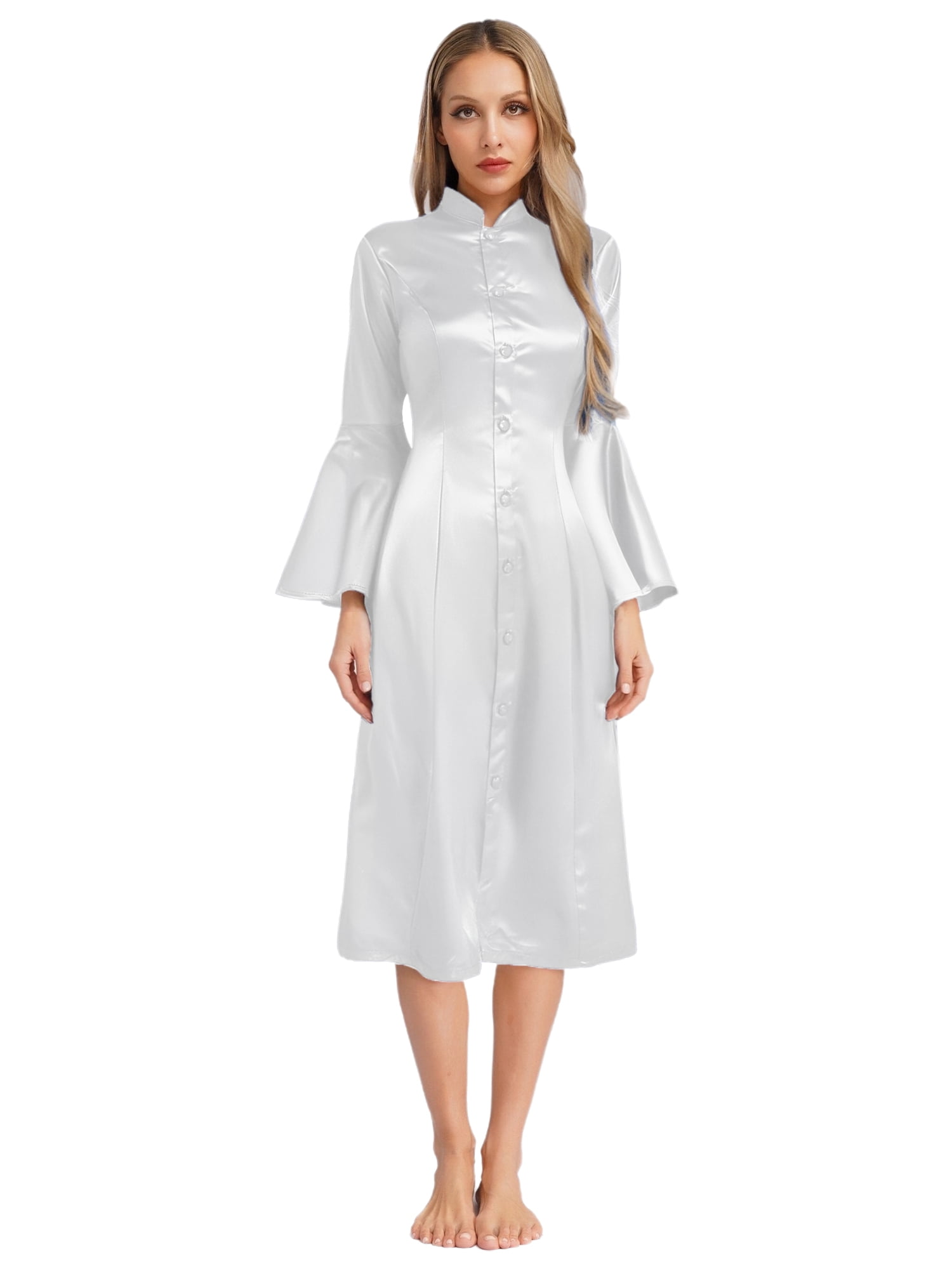 YiZYiF Church Clergy Dress for Women Priest Costumes Flared Sleeve ...