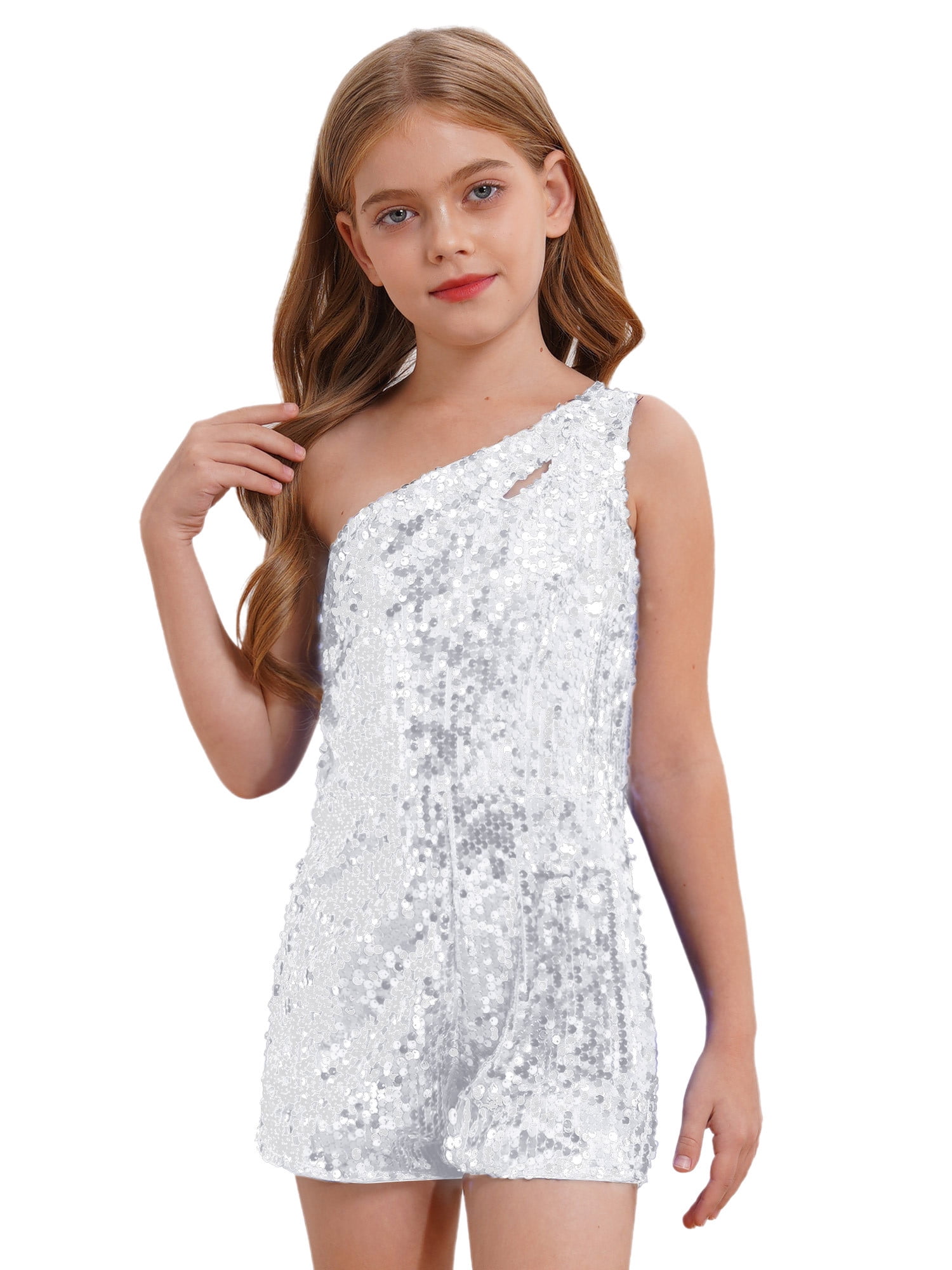 YiZYiF Flower Girls One Shoulder Jumpsuit Sleeveless Princess Pageant ...