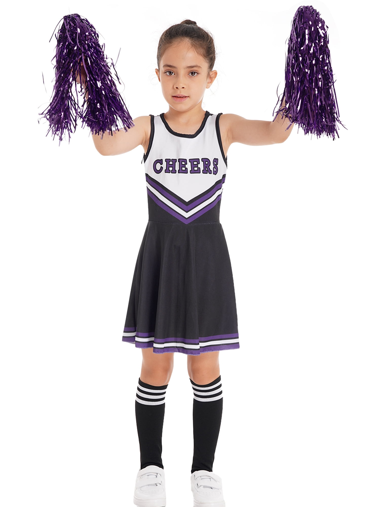 YiZYiF Girls Cheer Leader Uniform Outfit Schoolgirls Cheerleading Dress ...