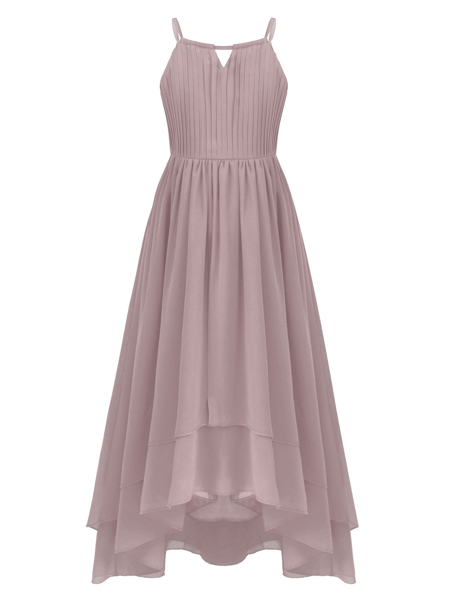 YiZYiF Girls Chiffon Pleated Prom Ball Gown High-low Asymmetrical Hem ...