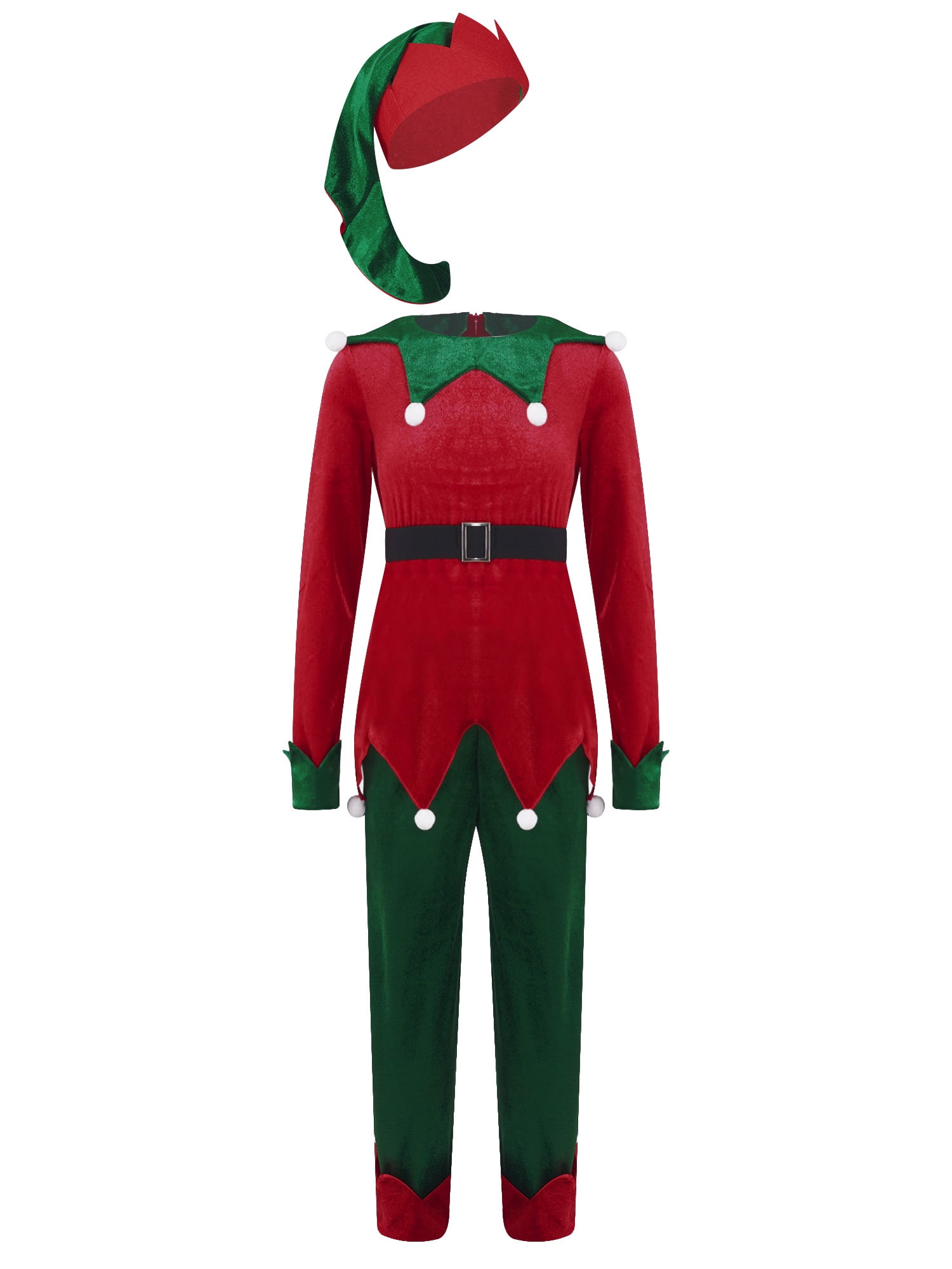 YiZYiF Girls Elk Elf Costume Set Velvet Tops with Pants Hat Set ...