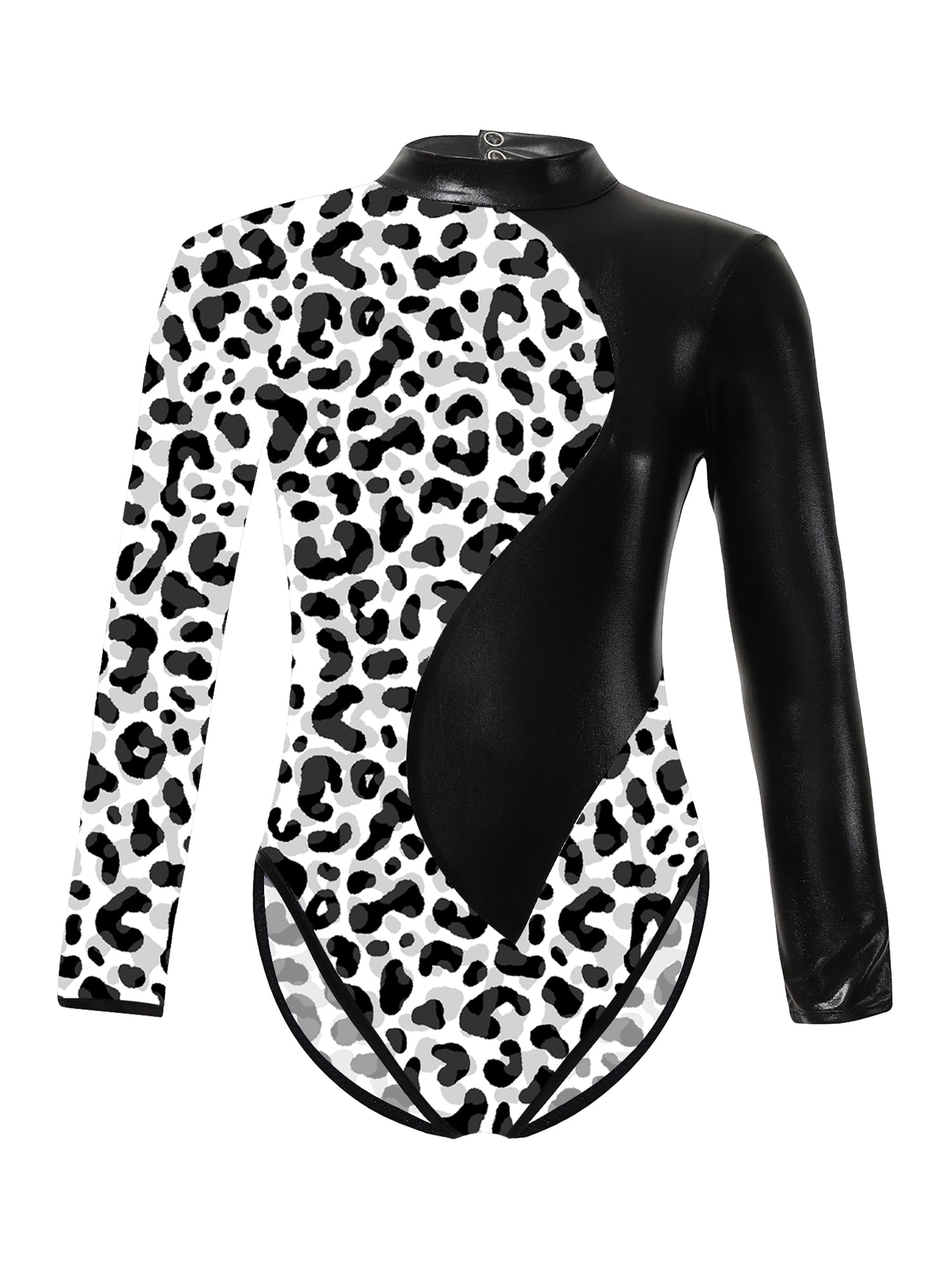 YiZYiF Girls Leopard Patchwork Ballet Dance Leotard Long Sleeve ...