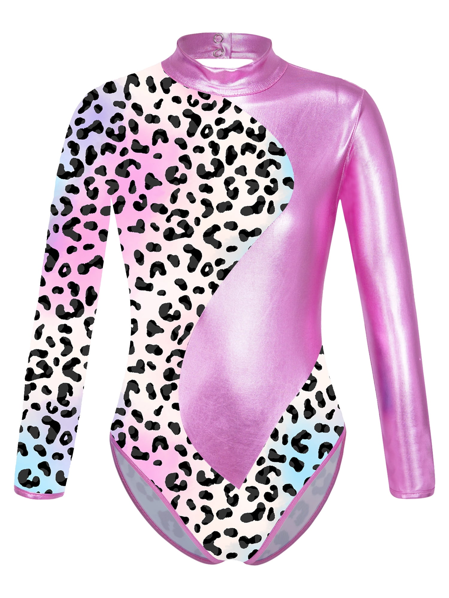 YiZYiF Girls Leopard Patchwork Ballet Dance Leotard Long Sleeve ...
