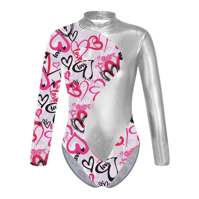 YiZYiF Girls Leopard Patchwork Ballet Dance Leotard Long Sleeve ...