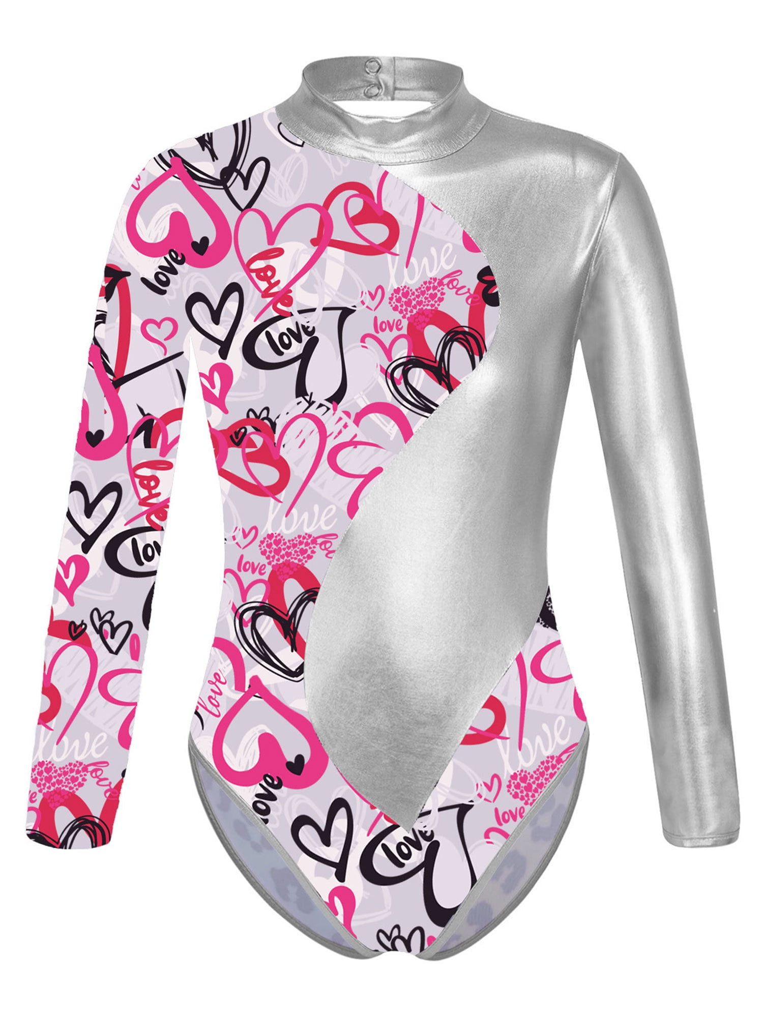 YiZYiF Girls Leopard Patchwork Ballet Dance Leotard Long Sleeve ...