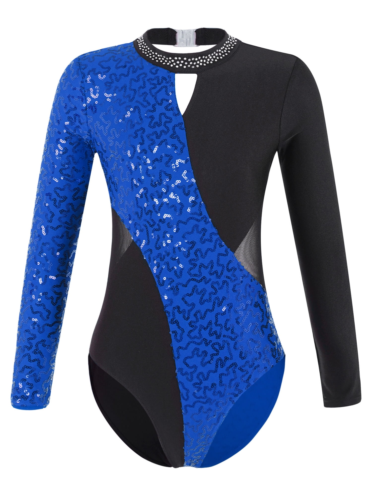 YiZYiF Girls Shiny Long Sleeve Gymnastics Ballet Dance Leotard Ice Skating Bodysuit Dancewear ...