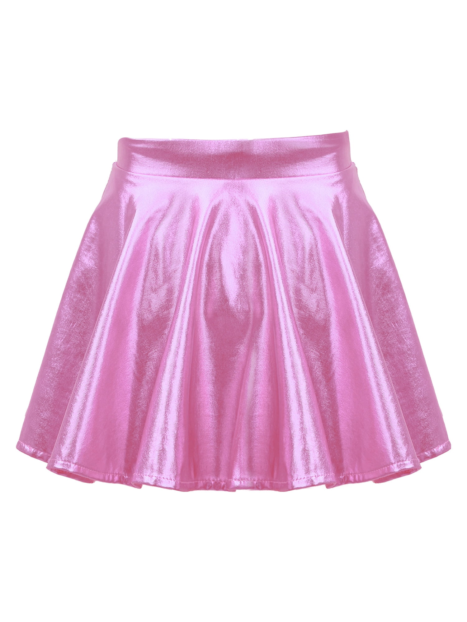YiZYiF Girls Shiny Metallic A-line Skirt Pleated Jazz Dance Skort ...