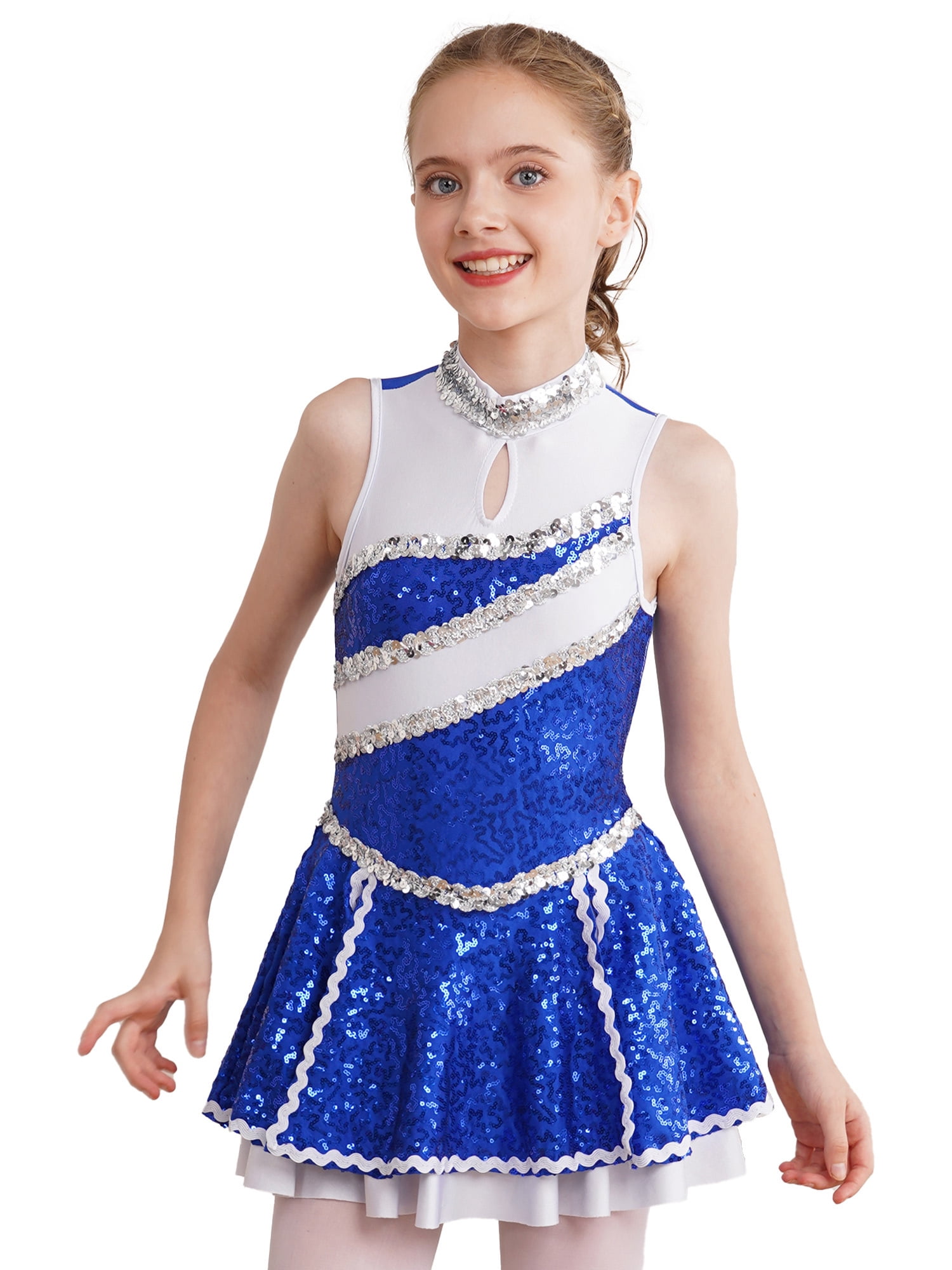 YiZYiF Girls Shiny Sequins Cheer Leader Uniform Outfit Juniors ...