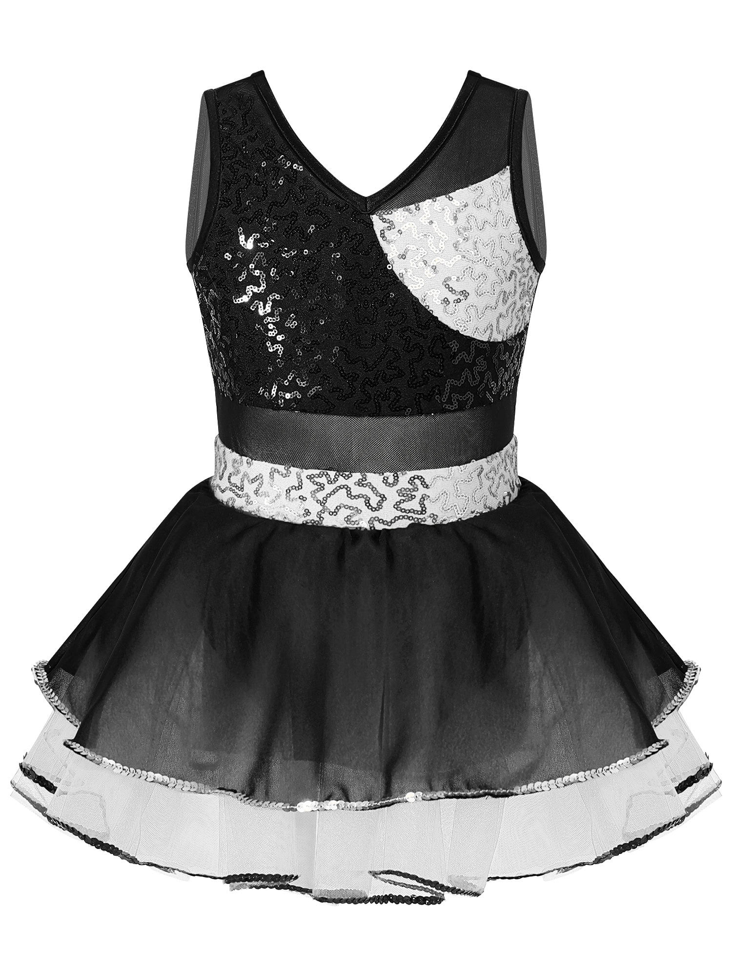 YiZYiF Girls Sparkly Sequin Ballet Jazz Dance Dress Youth Sleeveless ...