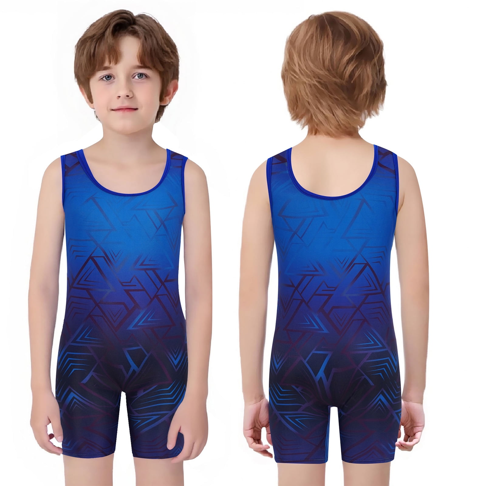 YiZYiF Kids Boys Geometric Print Wrestling Singlets Powerlifting ...
