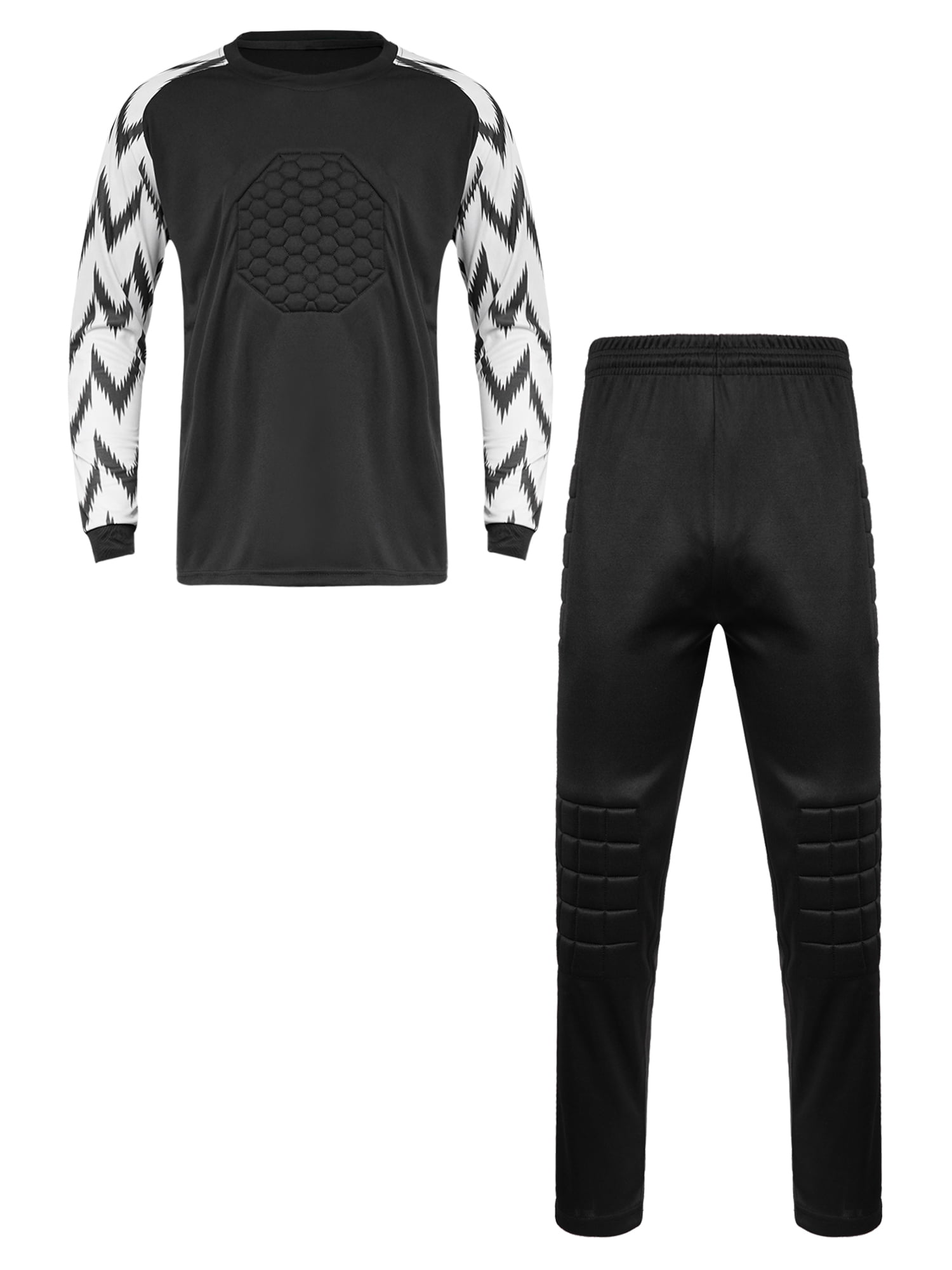 YiZYiF Kids Boys Soccer Goalkeeper Uniform Padded Jersey with Pants Set ...