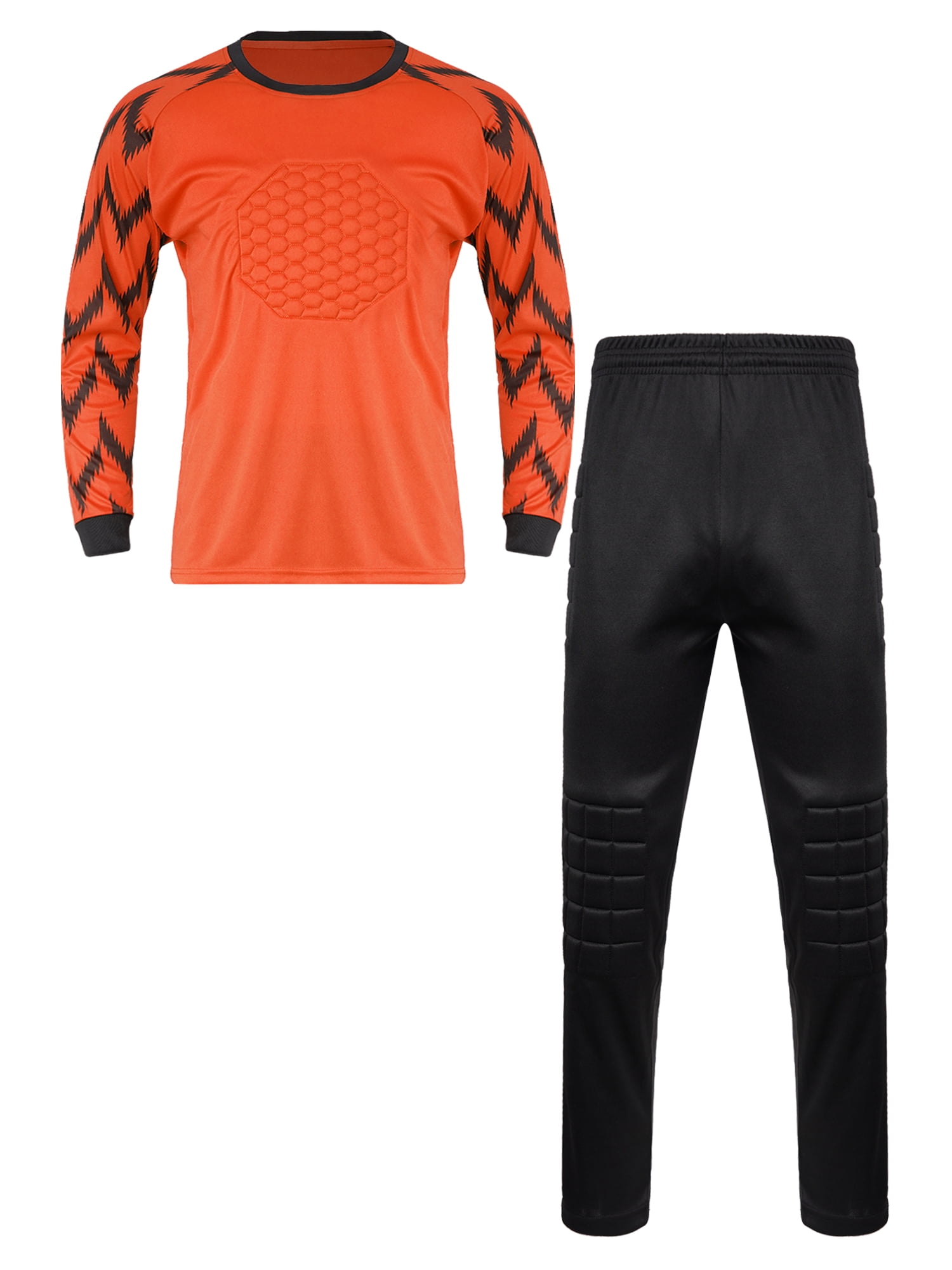 YiZYiF Kids Boys Soccer Goalkeeper Uniform Padded Jersey with Pants Set ...
