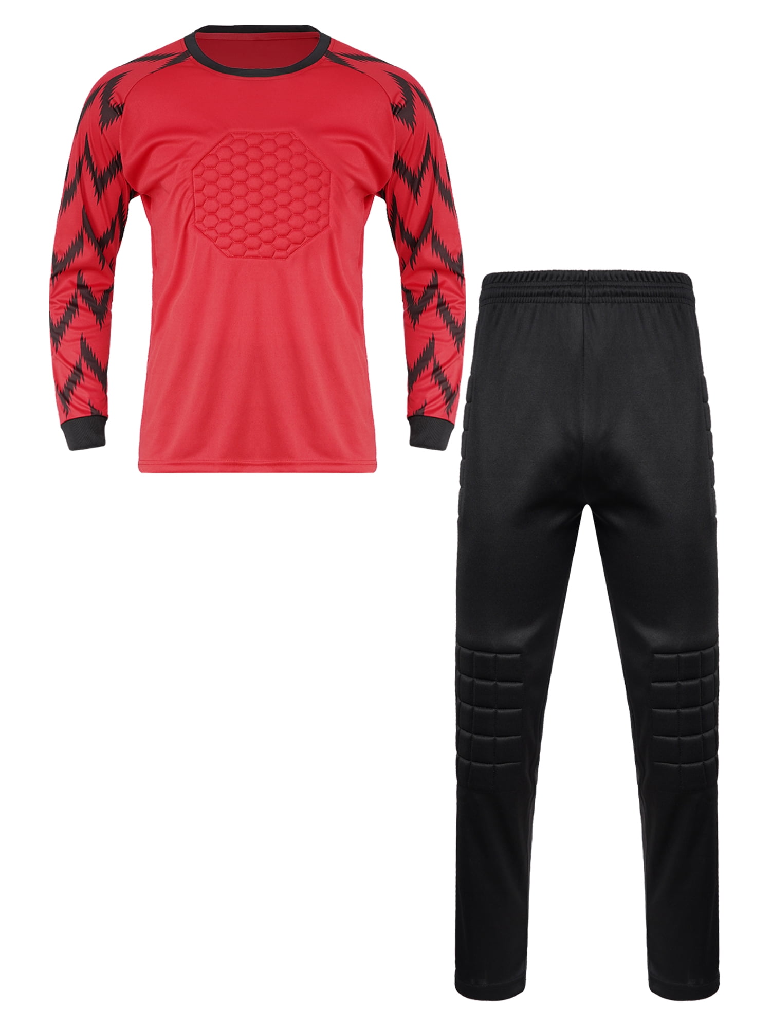 YiZYiF Kids Boys Soccer Goalkeeper Uniform Padded Jersey with Pants Set ...