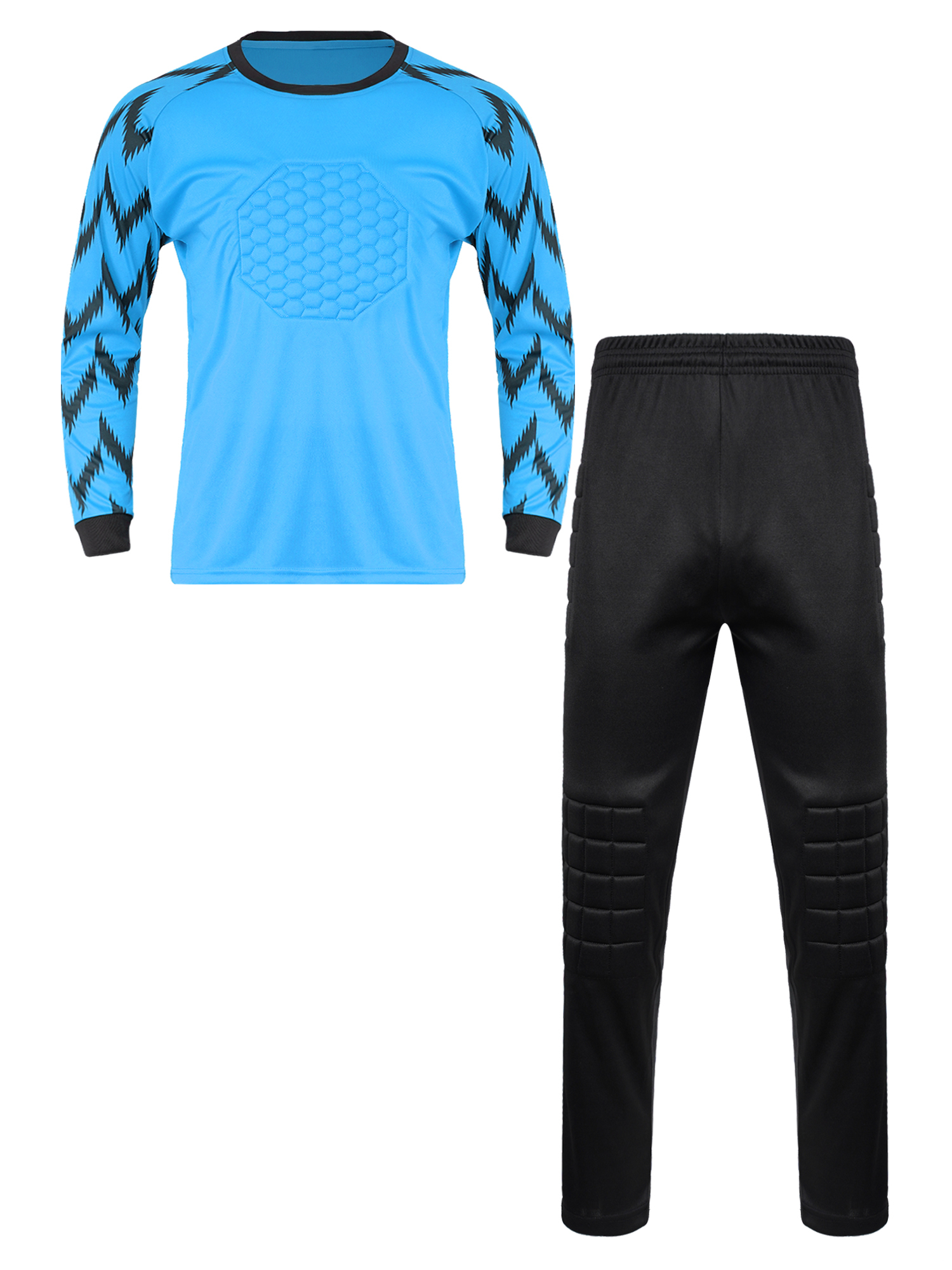 YiZYiF Kids Boys Soccer Goalkeeper Uniform Padded Jersey with Pants Set ...