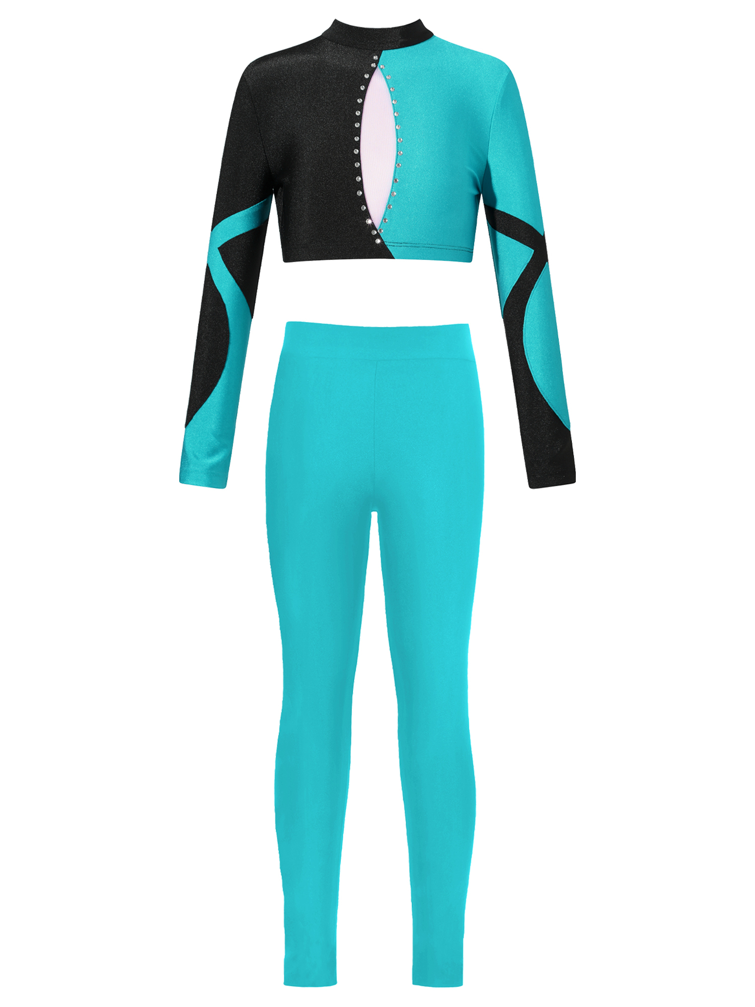 YiZYiF Kids Girls Athletic Set 2Pcs Sports Gym Suit Outfit Cutout Back ...