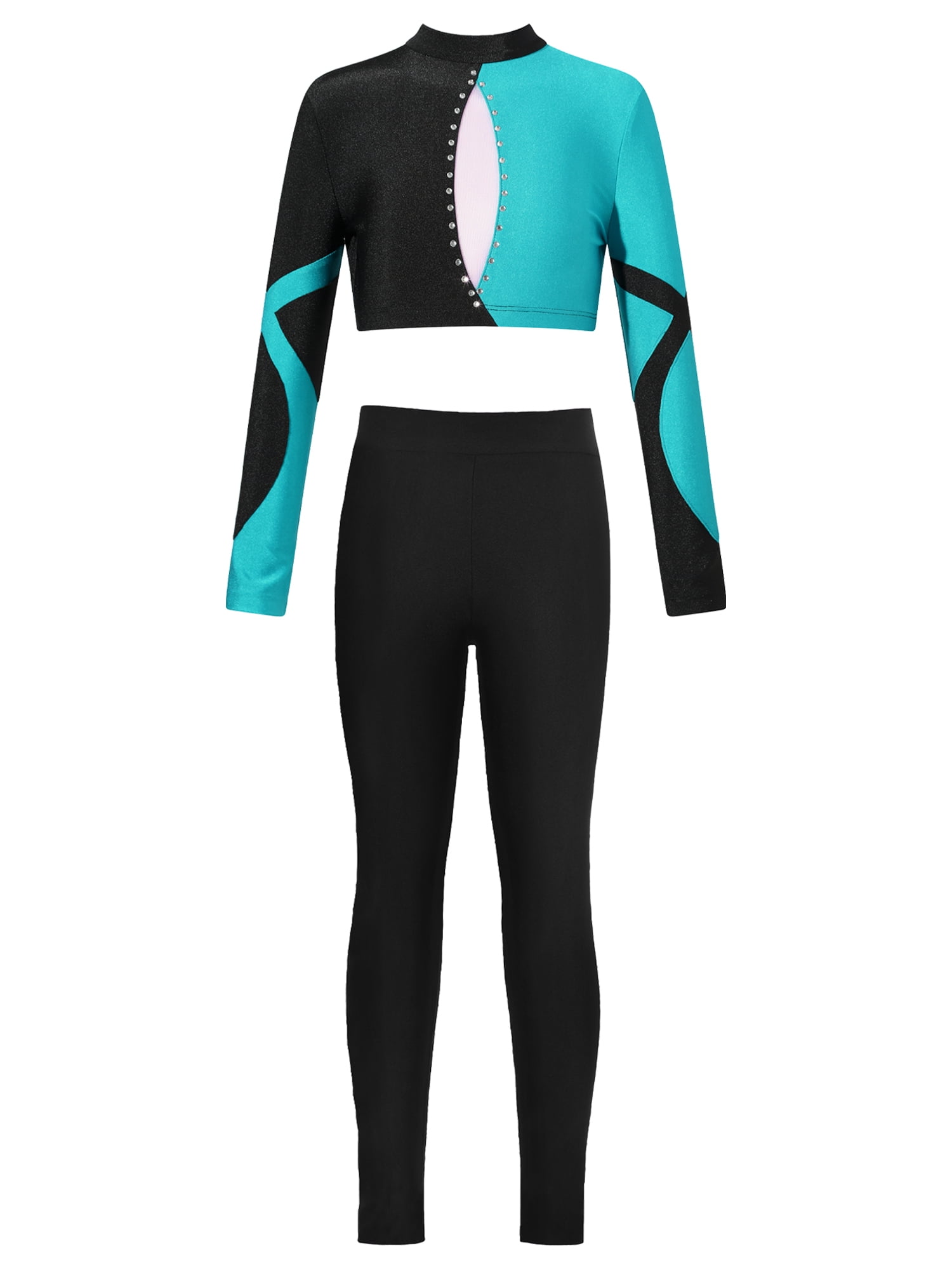 YiZYiF Kids Girls Athletic Set 2Pcs Sports Gym Suit Outfit Cutout Back ...