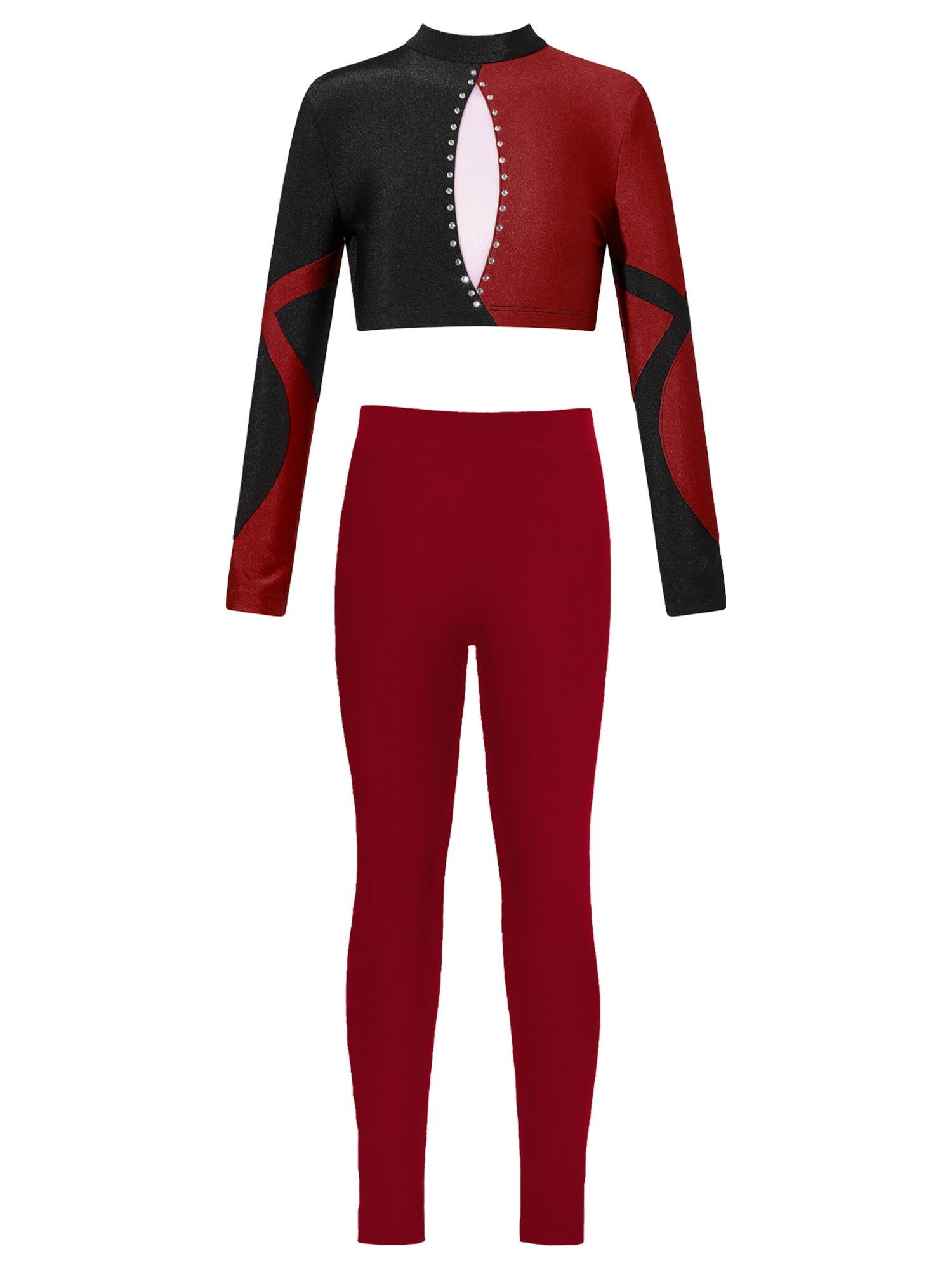 YiZYiF Kids Girls Athletic Set 2Pcs Sports Gym Suit Outfit Cutout Back ...