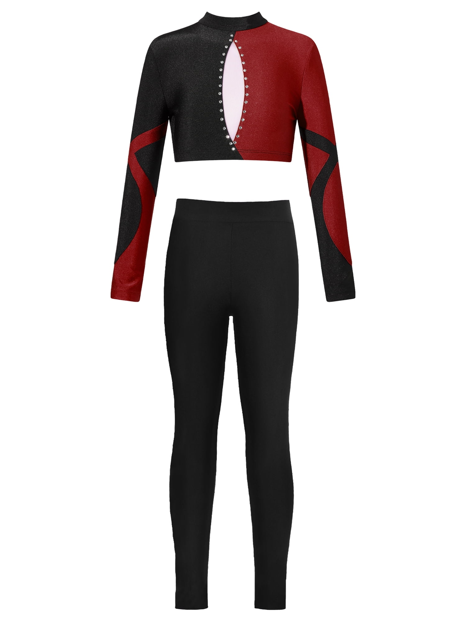 YiZYiF Kids Girls Athletic Set 2Pcs Sports Gym Suit Outfit Cutout Back Crop Top with Leggings ...