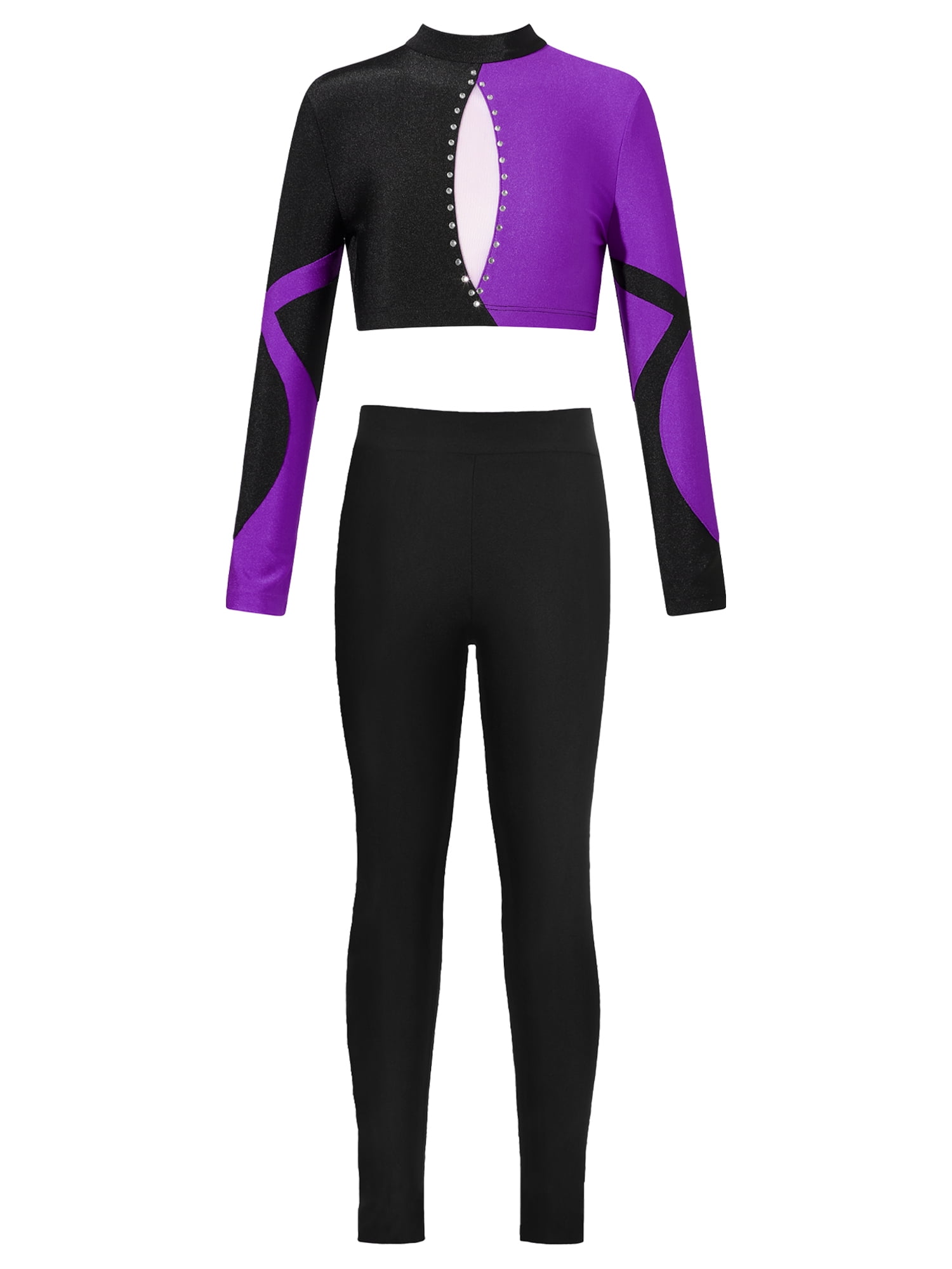 YiZYiF Kids Girls Athletic Set 2Pcs Sports Gym Suit Outfit Cutout Back ...