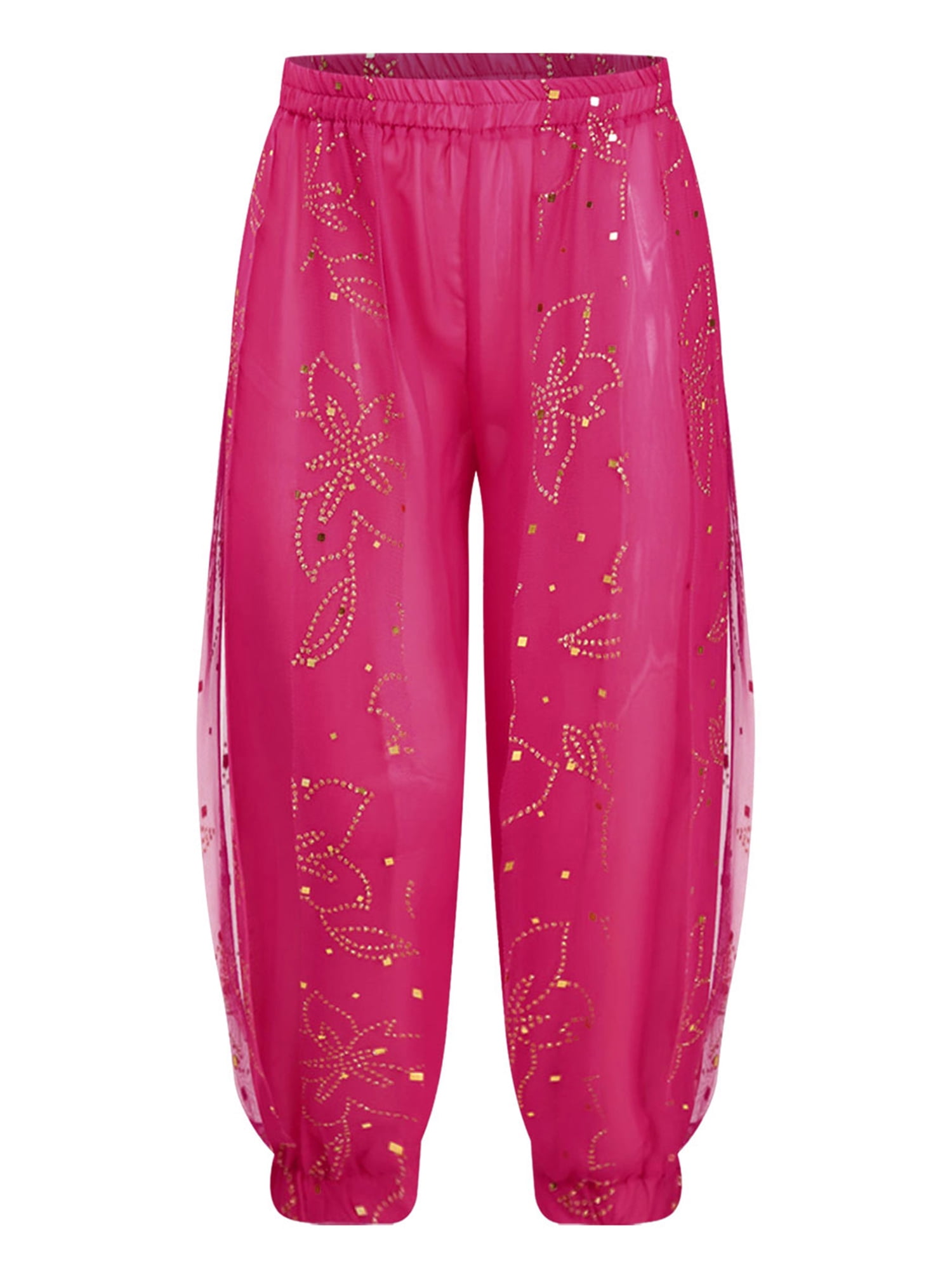 YiZYiF Kids Girls Belly Dance Bloomers Shiny Floral Print Pants for ...