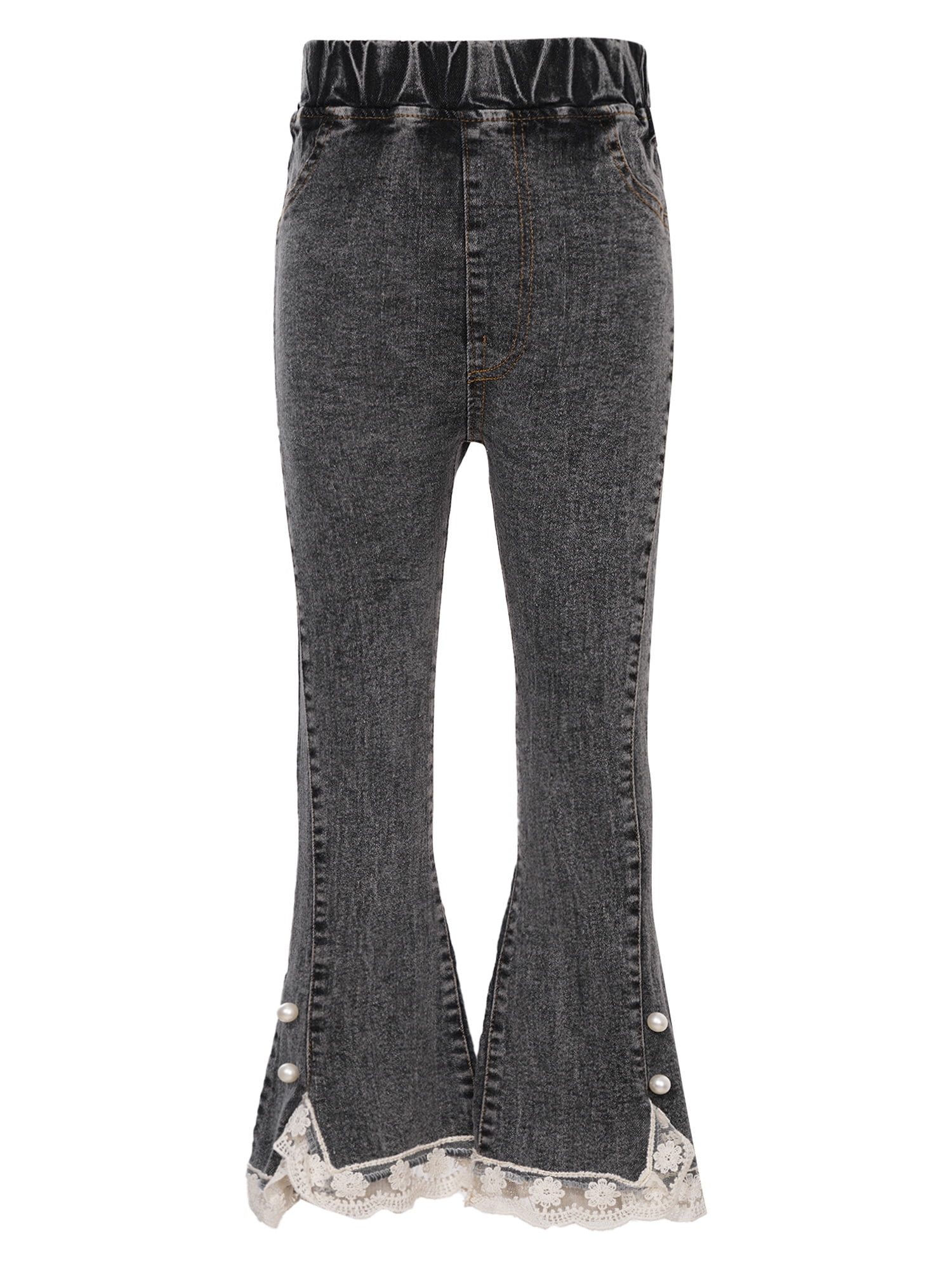 YiZYiF Kids Girls Casual Ripped Fitted Denim Pants Distressed Flare ...