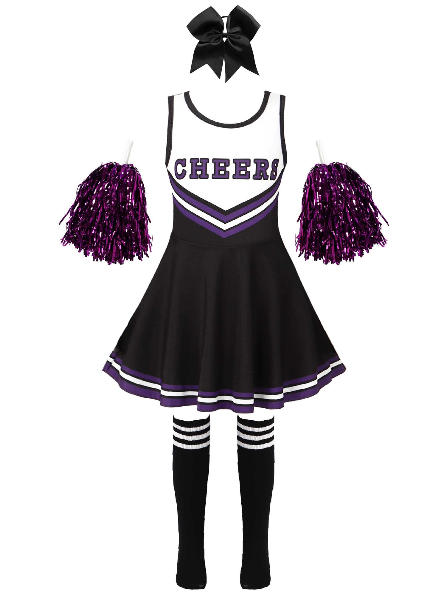YiZYiF Kids Girls Cheer Leader Costume Cheerleading Dress 5Pcs Cheers ...