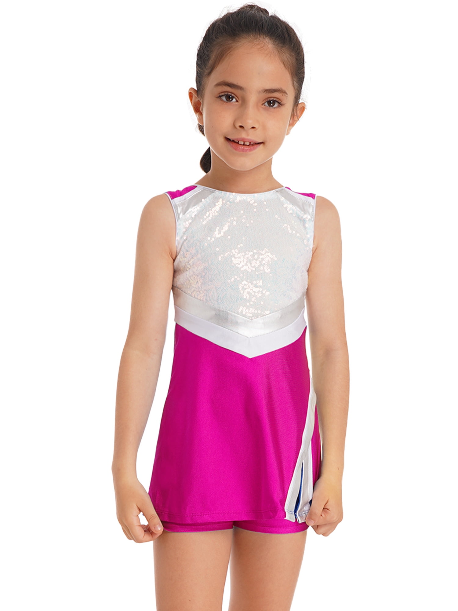 YiZYiF Kids Girls Cheerleading Outfit Cheer Uniform Sequins Sports ...