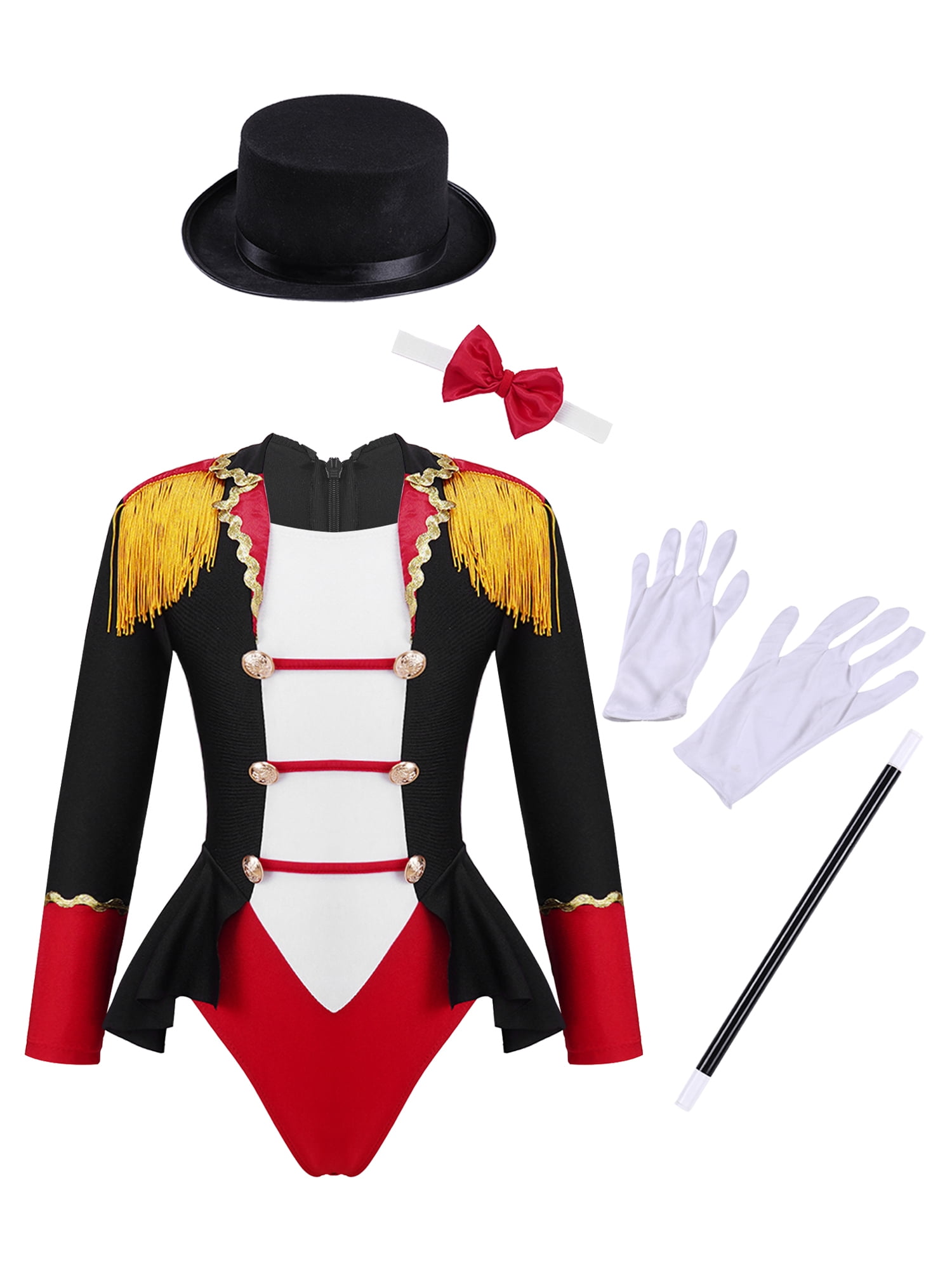 YiZYiF Kids Girls Circus Ringmaster Costume Carnival Masquerade Party ...