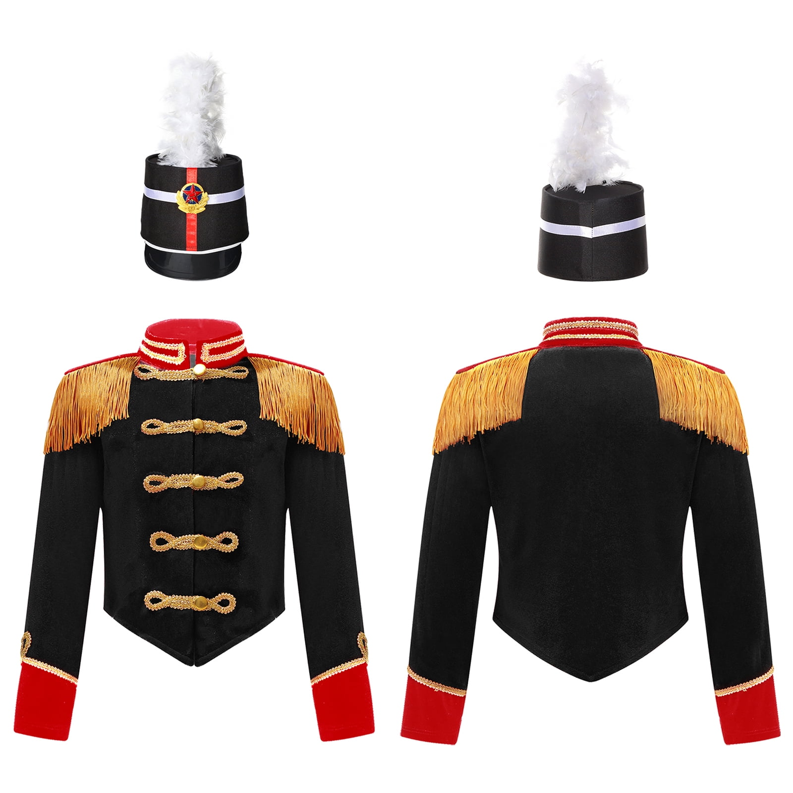 YiZYiF Kids Girls Circus Ringmaster Jacket Velvet Tassels Drummer ...
