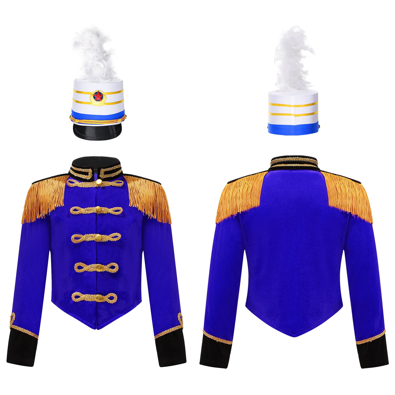 YiZYiF Kids Girls Circus Ringmaster Jacket Velvet Tassels Drummer ...