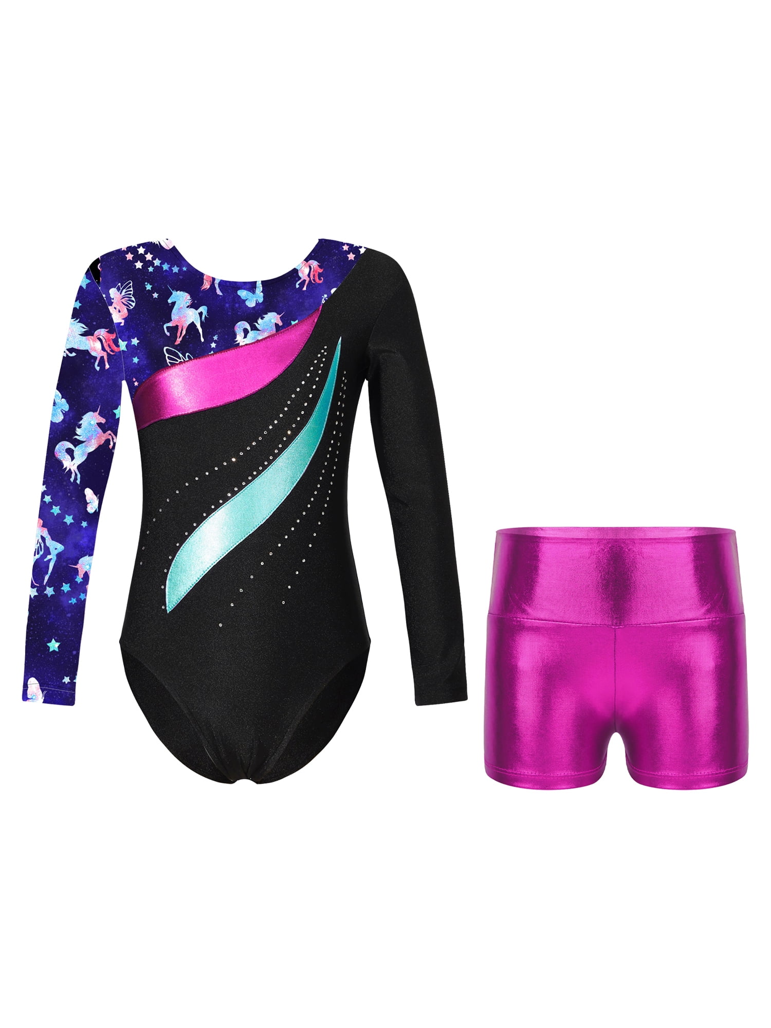 YiZYiF Kids Girls Dance Gymnastics Outfit Performance Costume Leopard ...