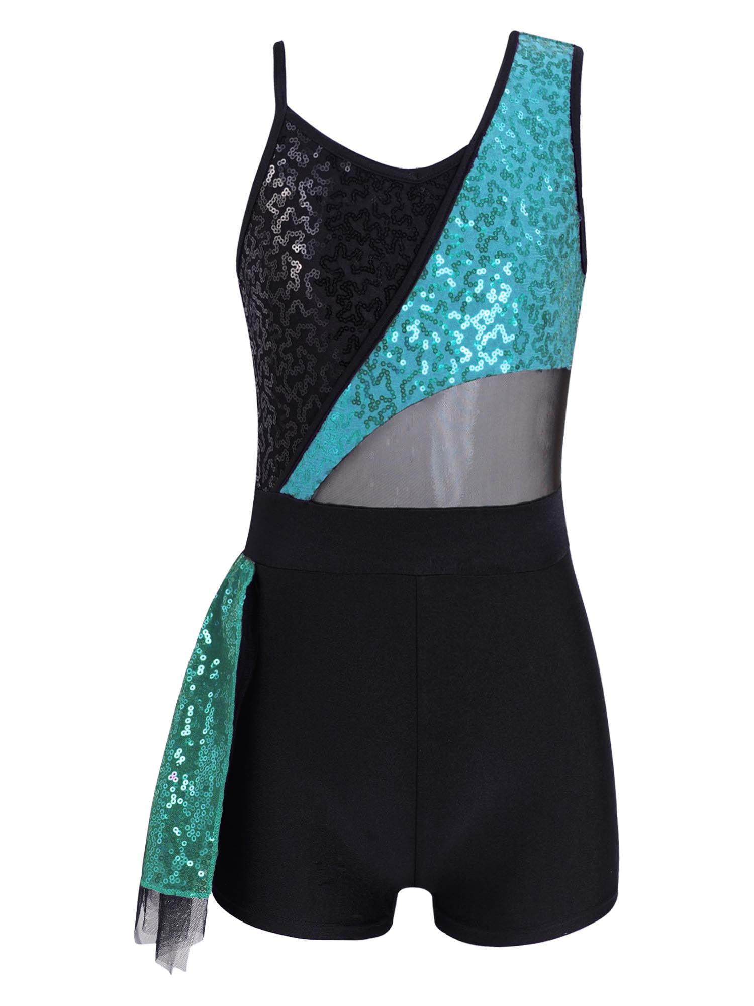 YiZYiF Kids Girls Dance Leotard Sleeveless Sequins Mesh Patchwork ...