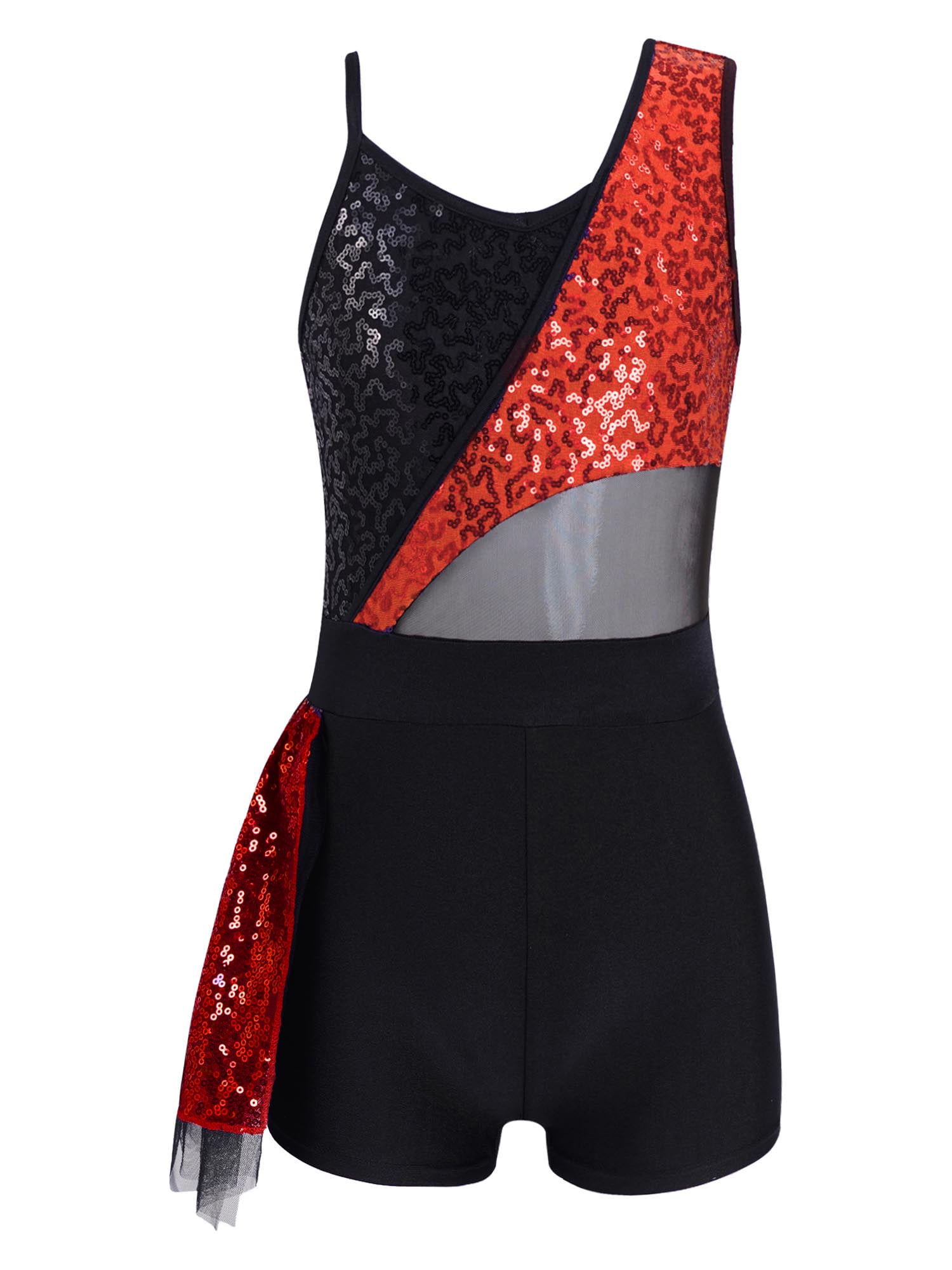 YiZYiF Kids Girls Dance Leotard Sleeveless Sequins Mesh Patchwork ...