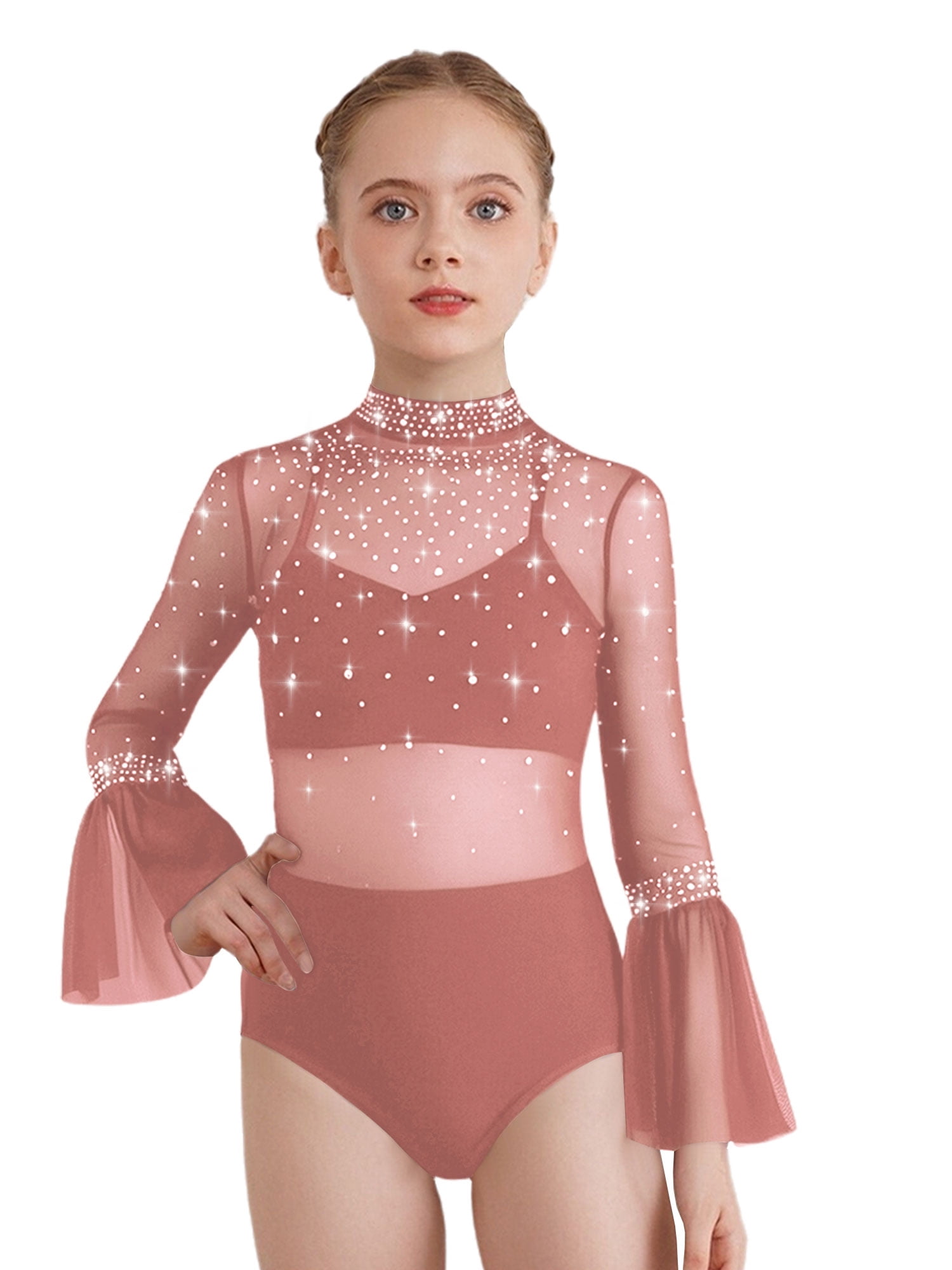 YiZYiF Kids Girls Gymnastics Dance Jumpsuit Figure Skating Bodysuit ...