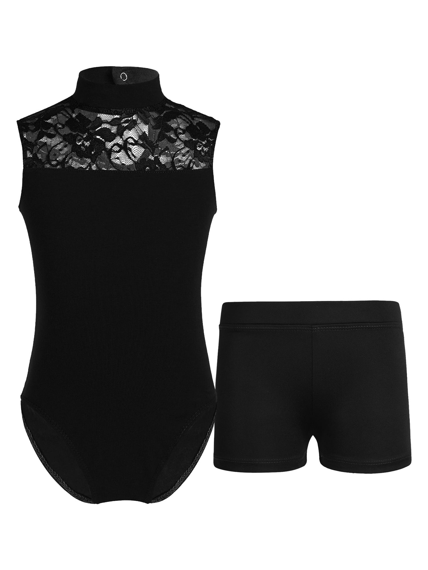 YiZYiF Kids Girls Lace Ballet Dance Suit Mock Neck Ballerina Leotard ...