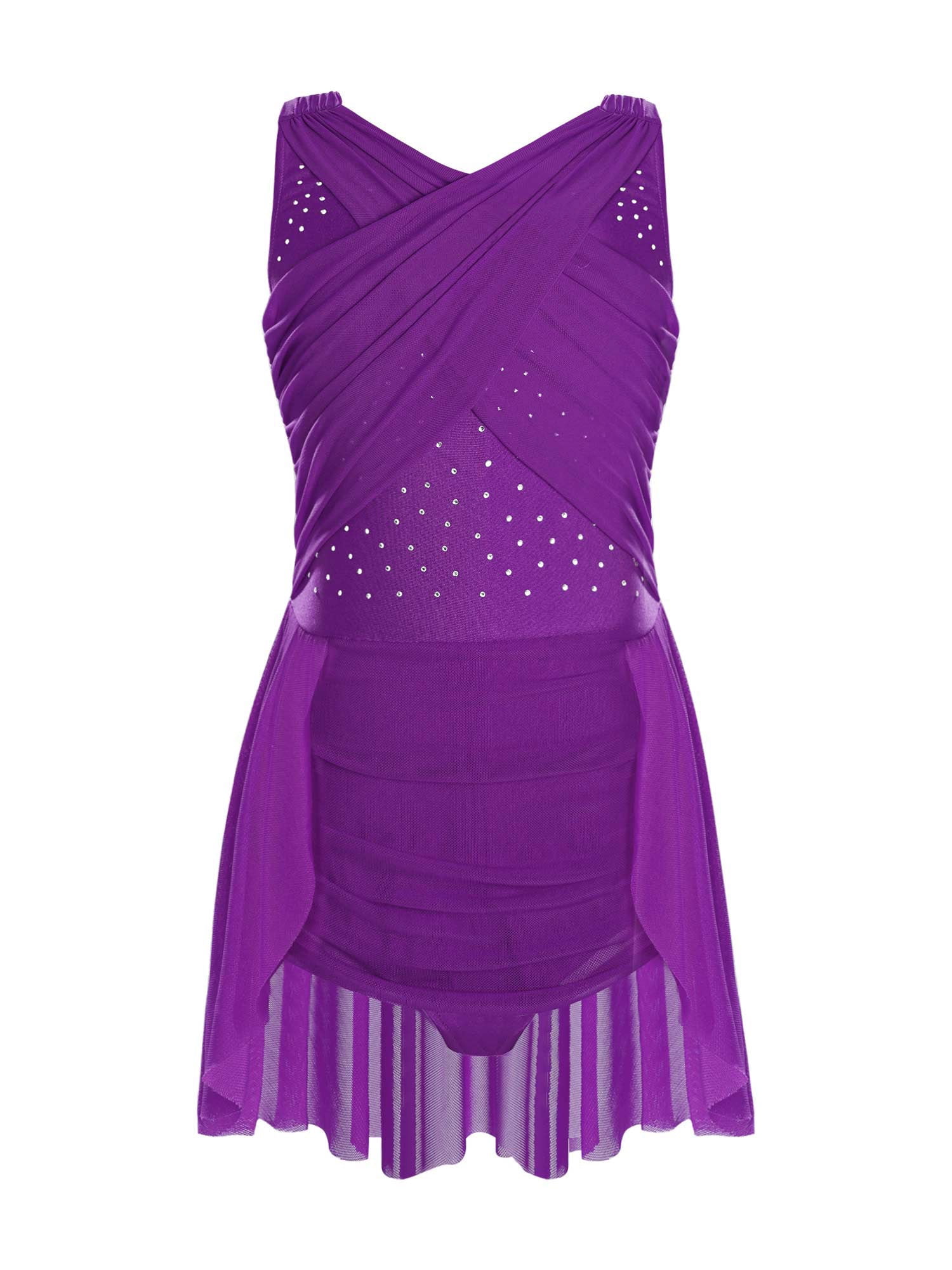 YiZYiF Kids Girls Lyrical Dance Dress Sleeveless Cutouts Strappy Back ...
