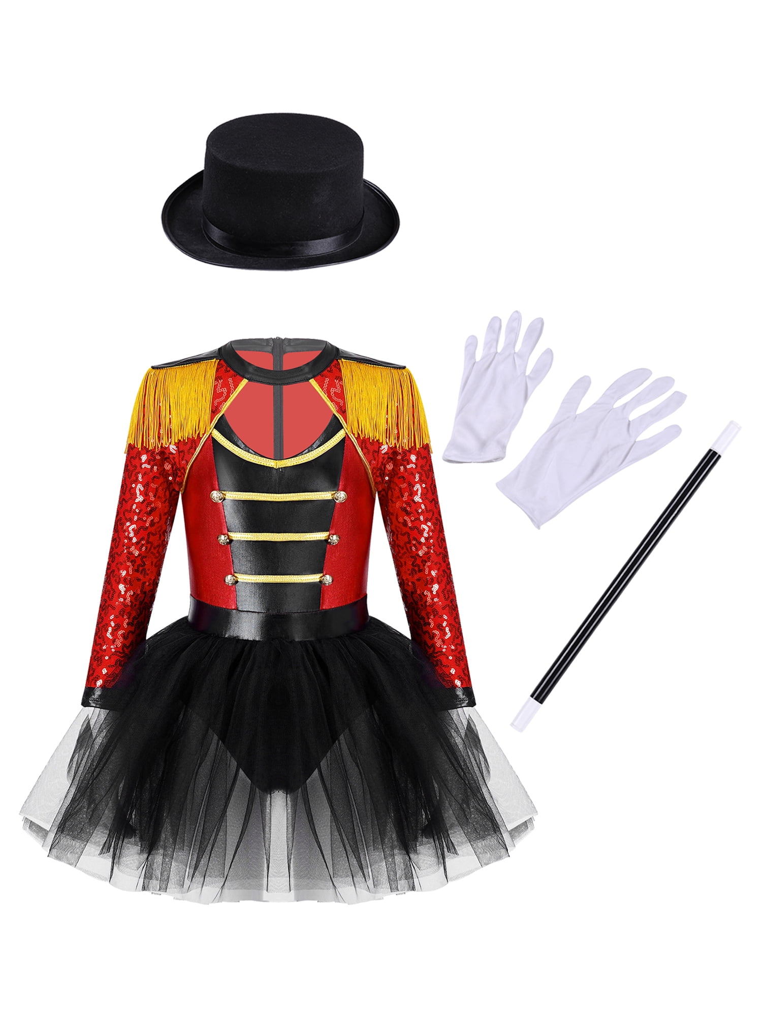 YiZYiF Kids Girls Magician Cosplay Dress Up Costume Circus Long Sleeve ...
