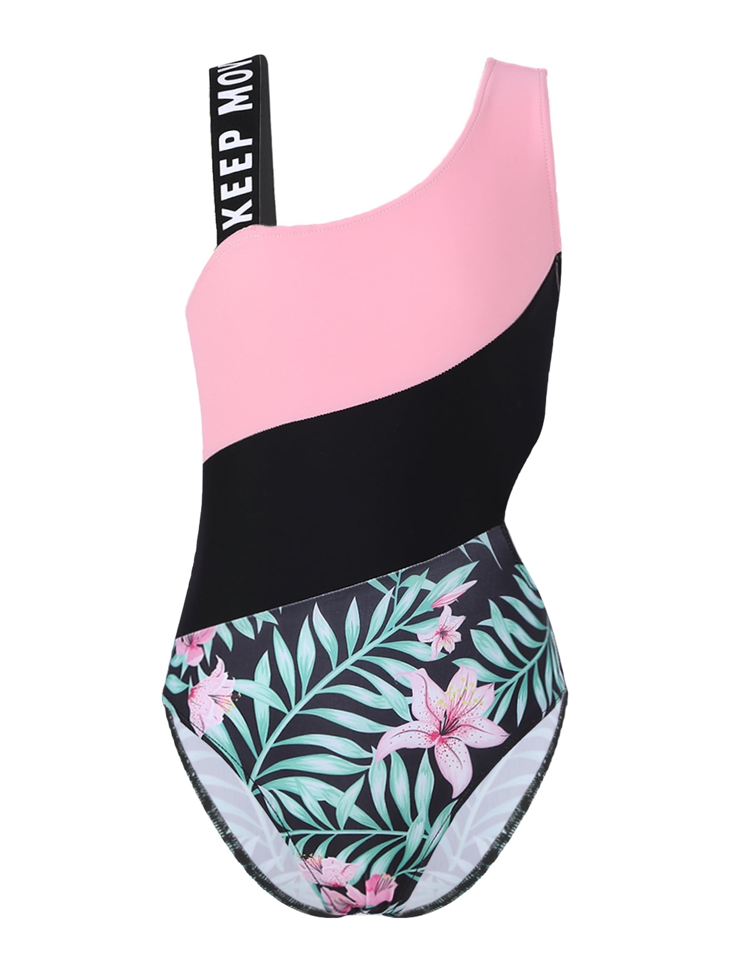 YiZYiF Kids Girls One Piece Swimming Jumpsuit Asymmetrical Shoulder ...
