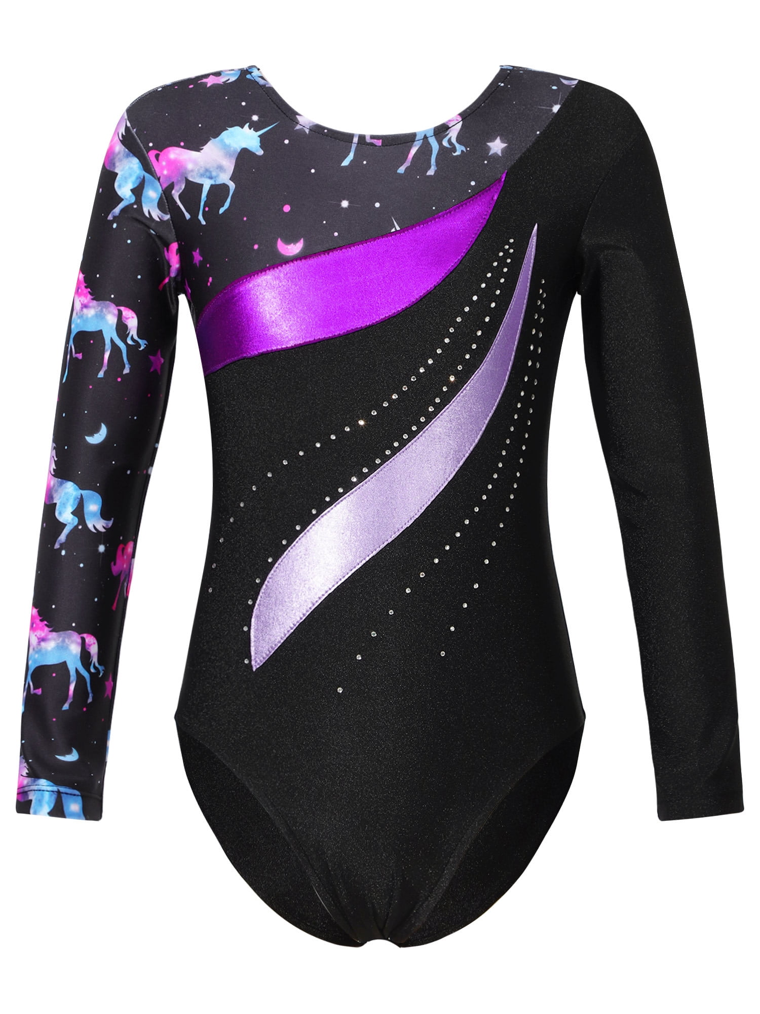 YiZYiF Kids Girls One-piece Ballet Dance Leotard Long Sleeves Printed ...