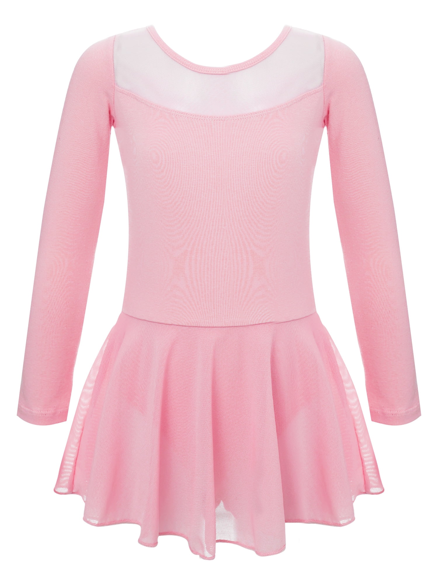 YiZYiF Kids Girls Sheer Mesh Patchwork Ballet Leotard Dress Ballerina ...