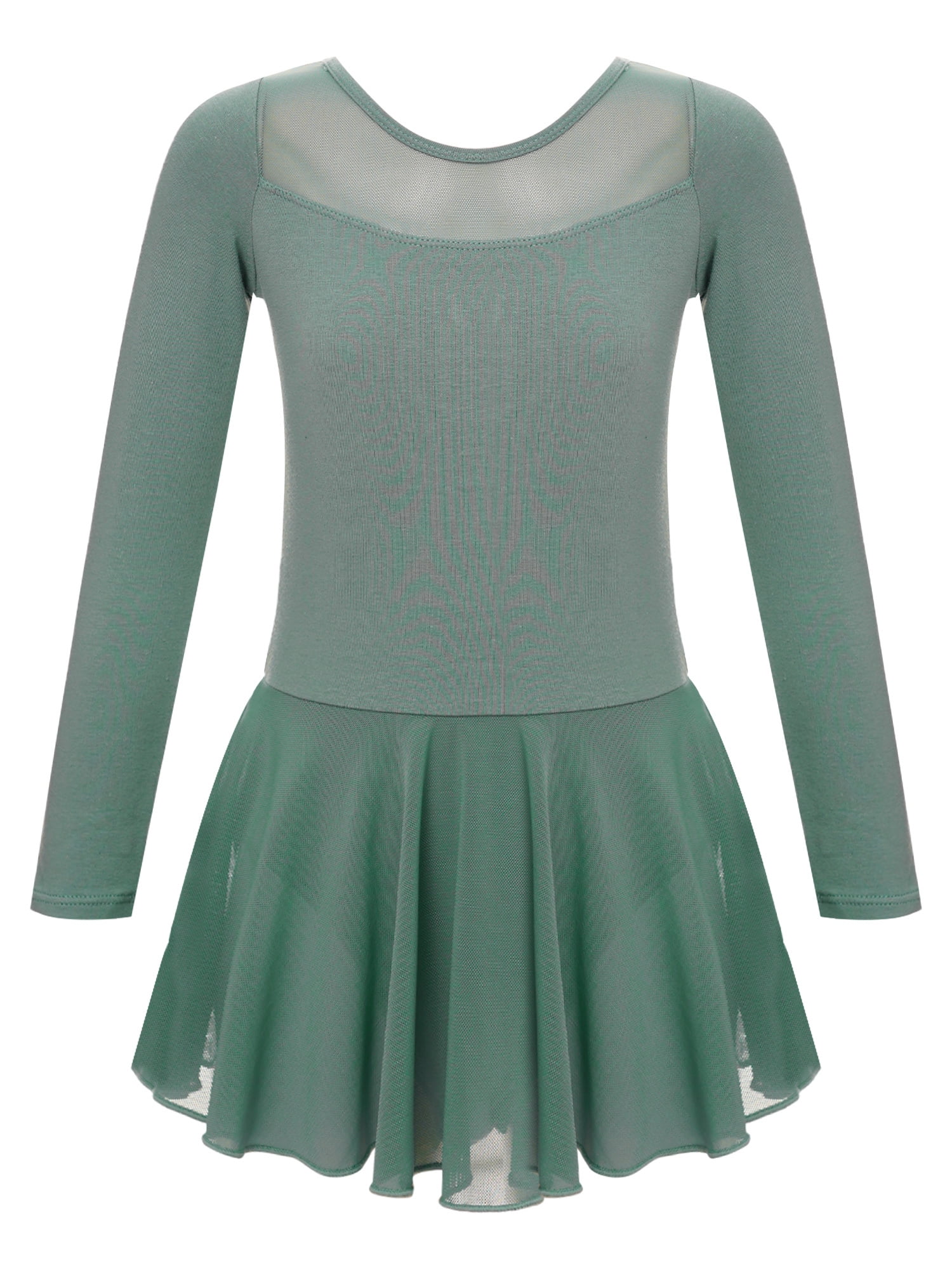 YiZYiF Kids Girls Sheer Mesh Patchwork Ballet Leotard Dress Ballerina ...