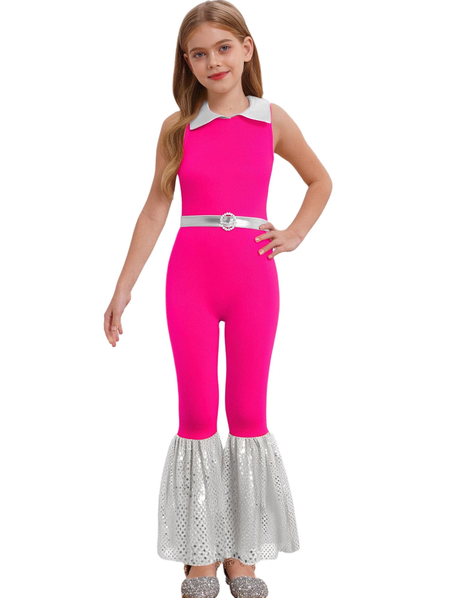 YiZYiF Kids Girls Shiny Metallic 70s 80s Hippie Disco Outfits ...