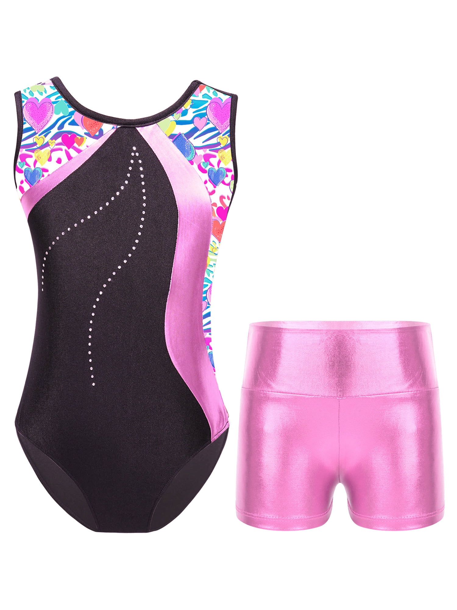 YiZYiF Kids Girls Shiny Rhinestones Gymnastics Leotard Dance Unitard ...