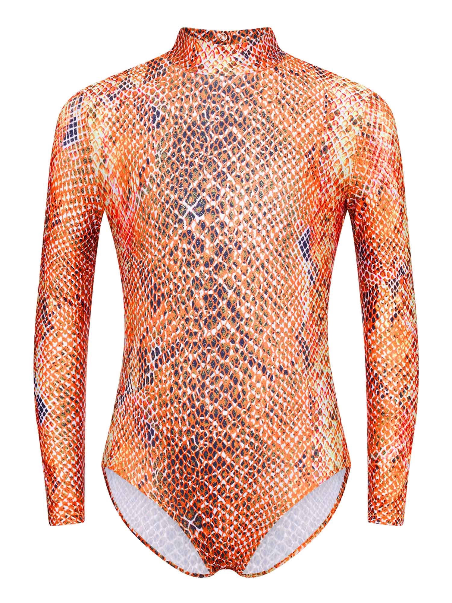YiZYiF Kids Girls Snakeskin Print Gymnastics Dance Bodysuit Unitards ...