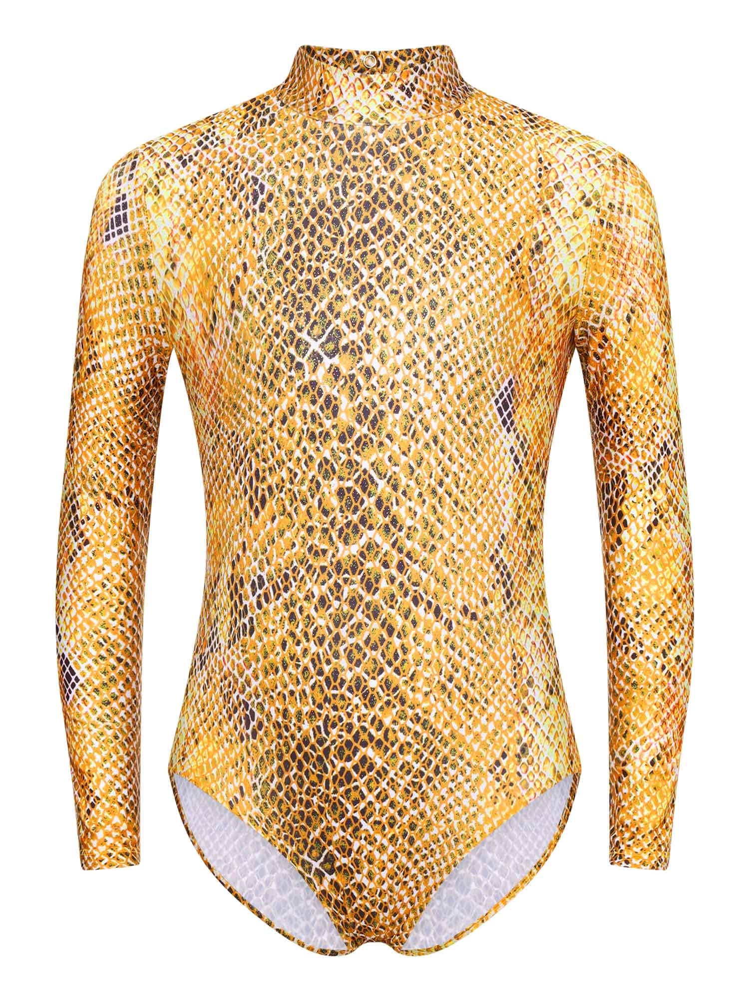 YiZYiF Kids Girls Snakeskin Print Gymnastics Dance Bodysuit Unitards ...