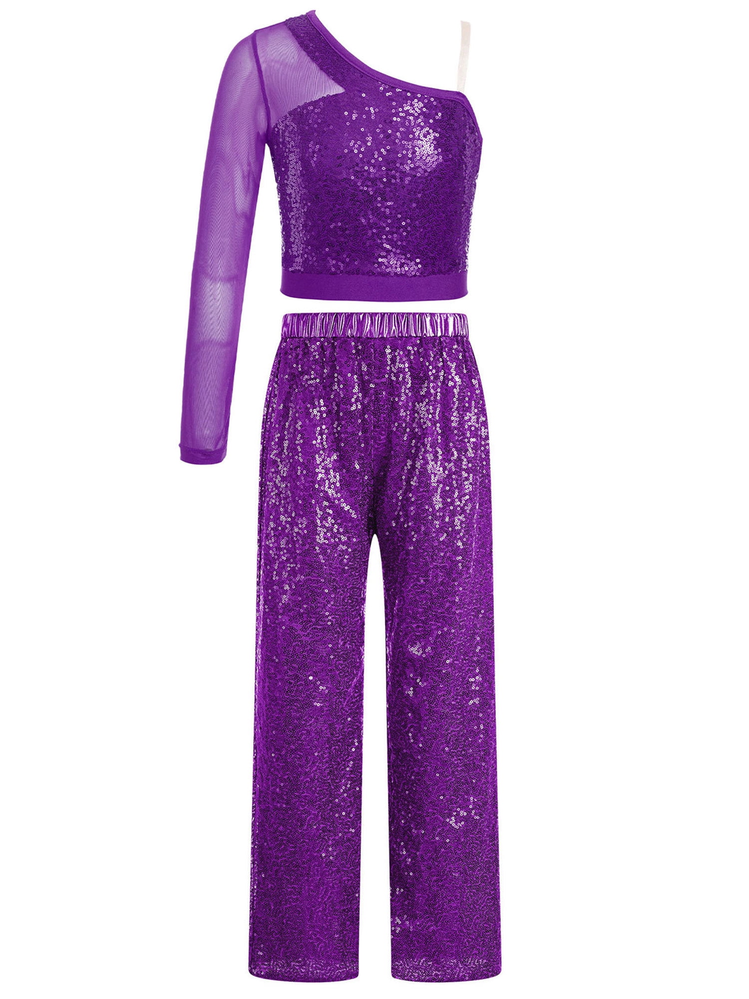 YiZYiF Kids Girls Sparkle Hip Hop Jazz Dance Performance Costume ...